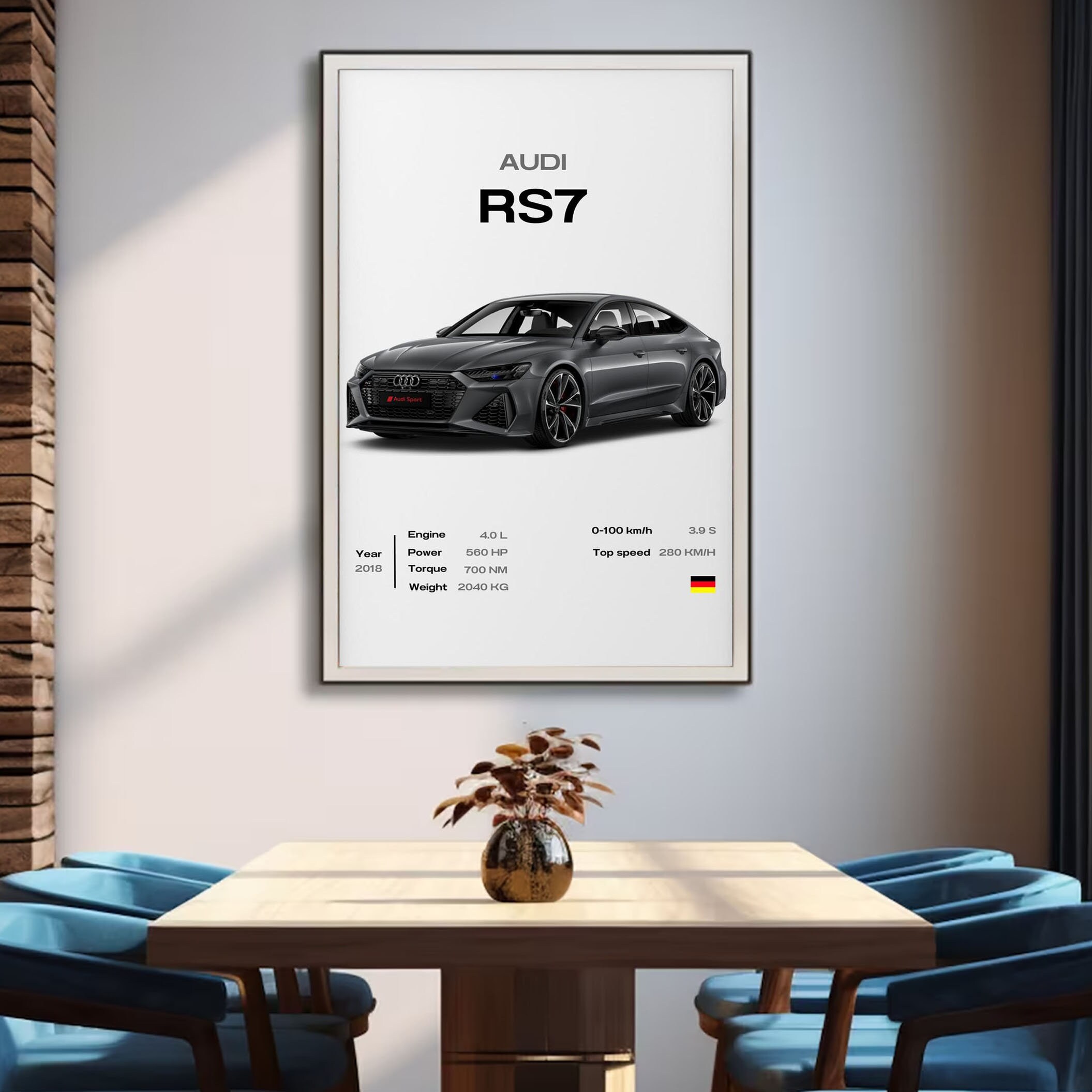 Audi RS7 Poster Mid Century Modern Car Poster Retro - Etsy Canada