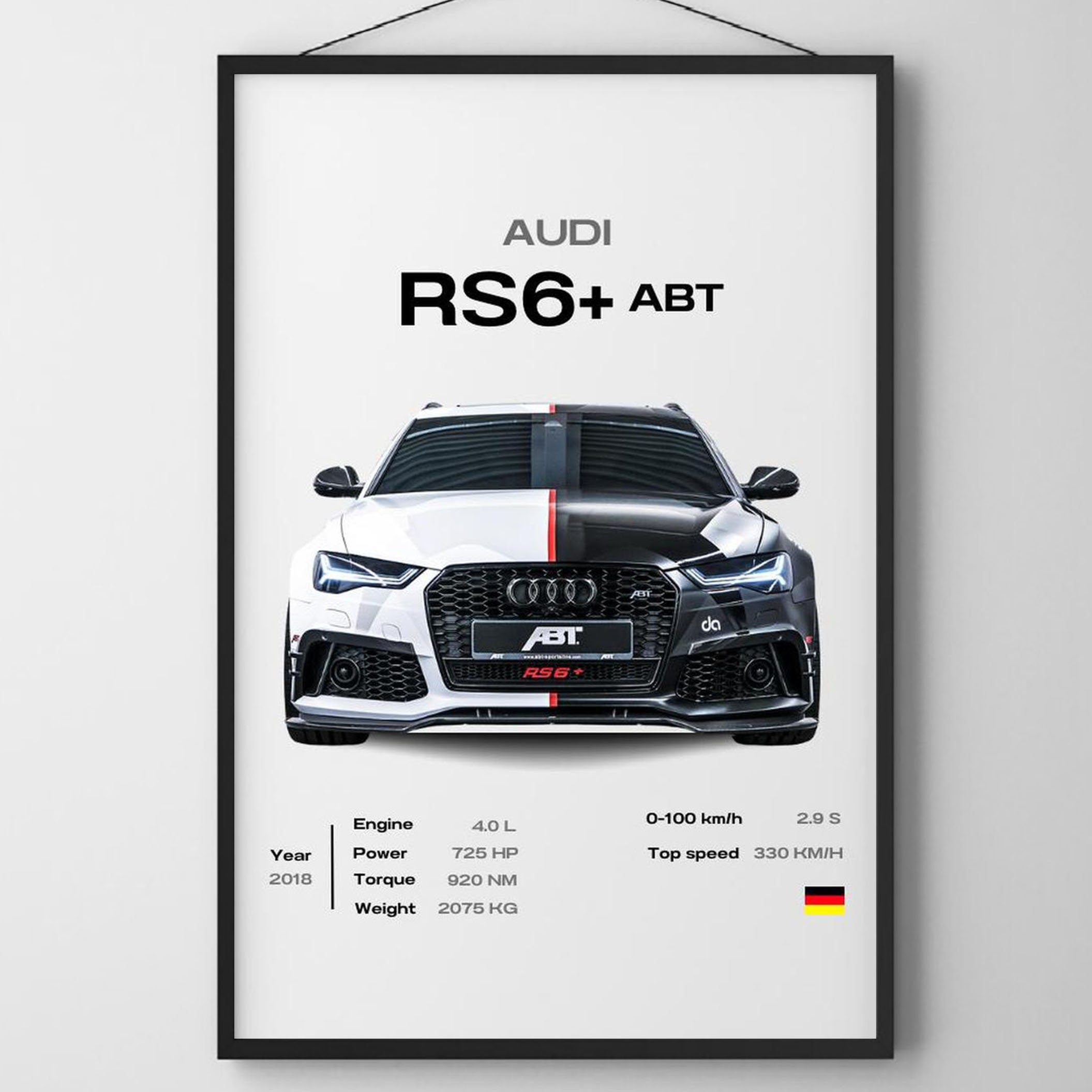 Audi Rs6 ABT Poster Mid Century Modern Car Poster Retro - Etsy