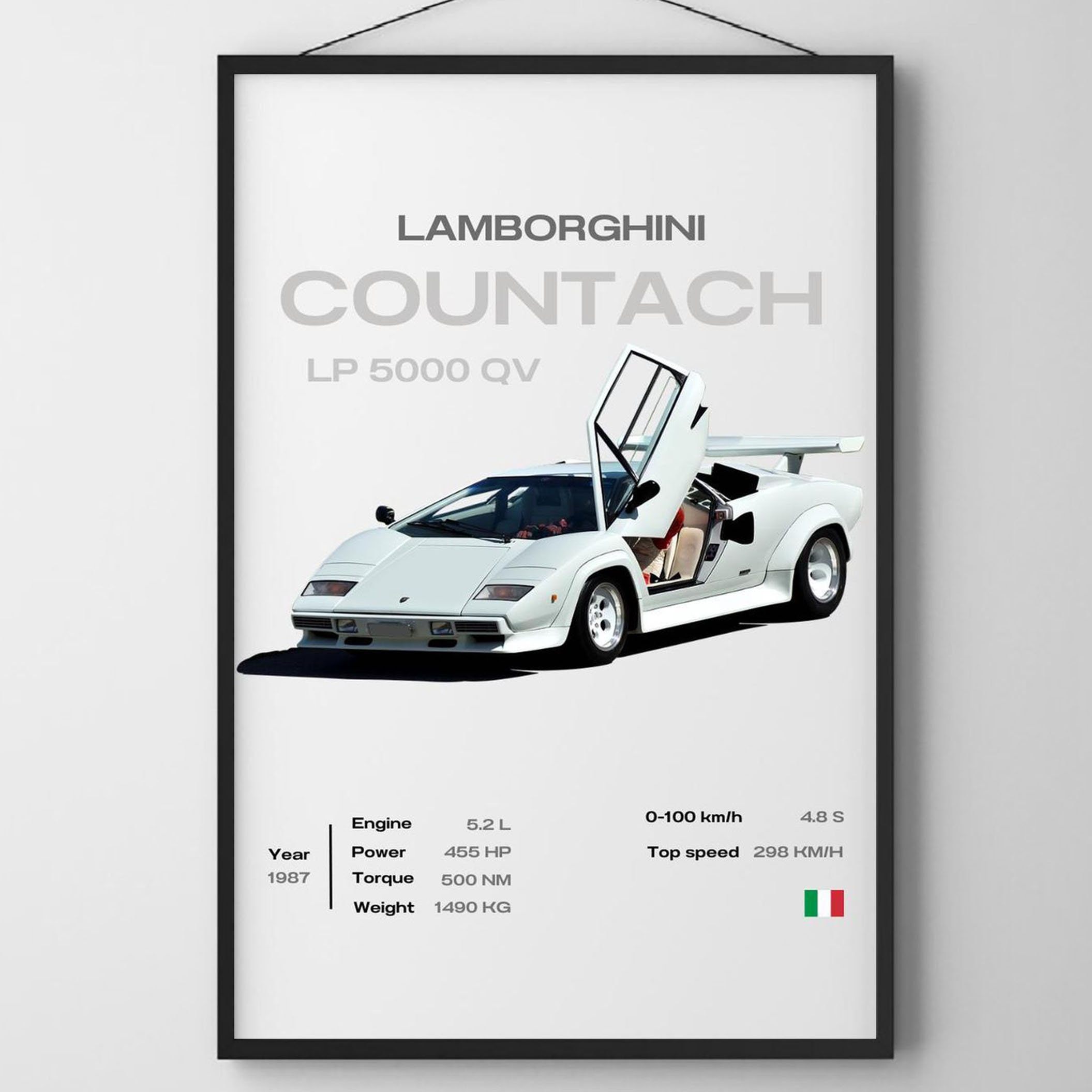 Lamborghini Countach Poster, Mid Century Modern Car Poster, Retro ...