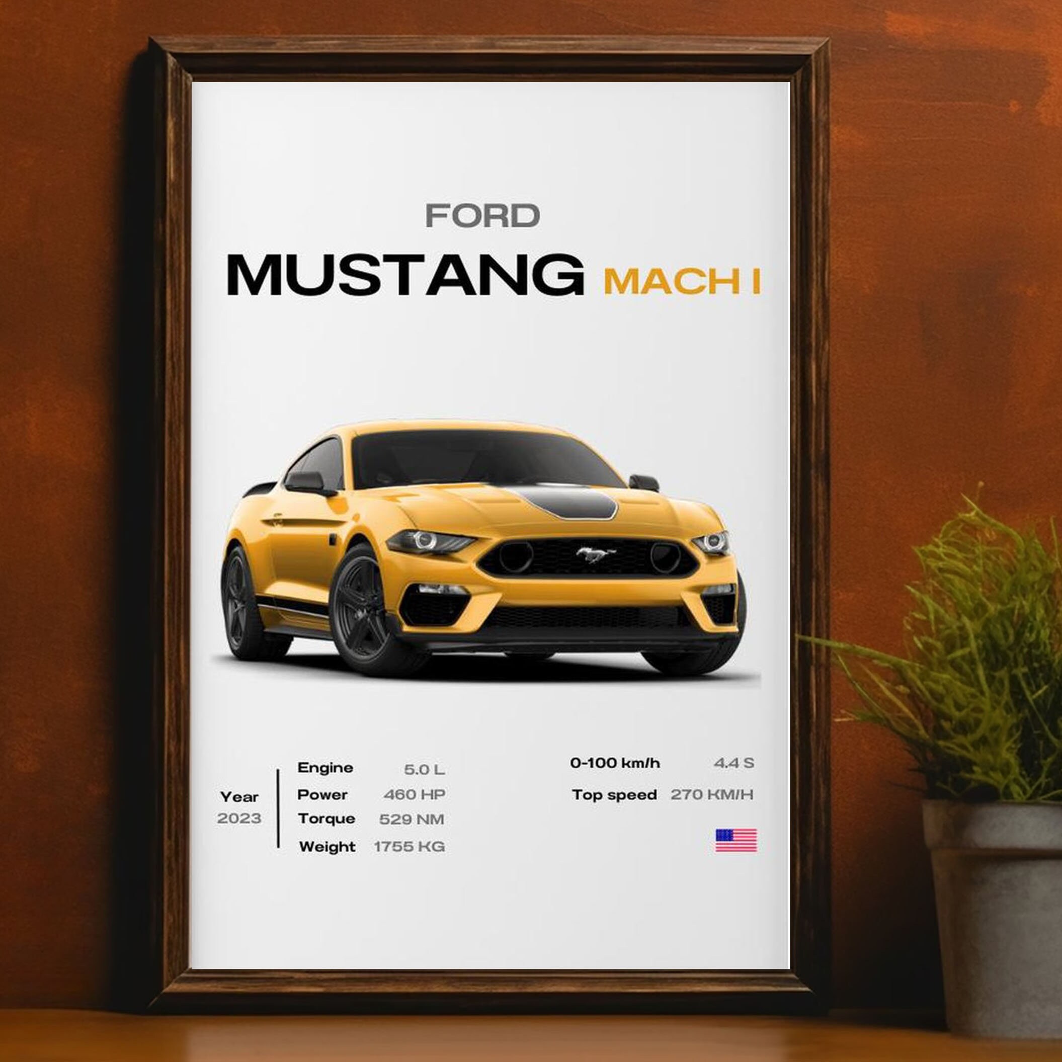 Ford Mustang Mach 1 Poster Mid Century Modern Car Poster - Etsy