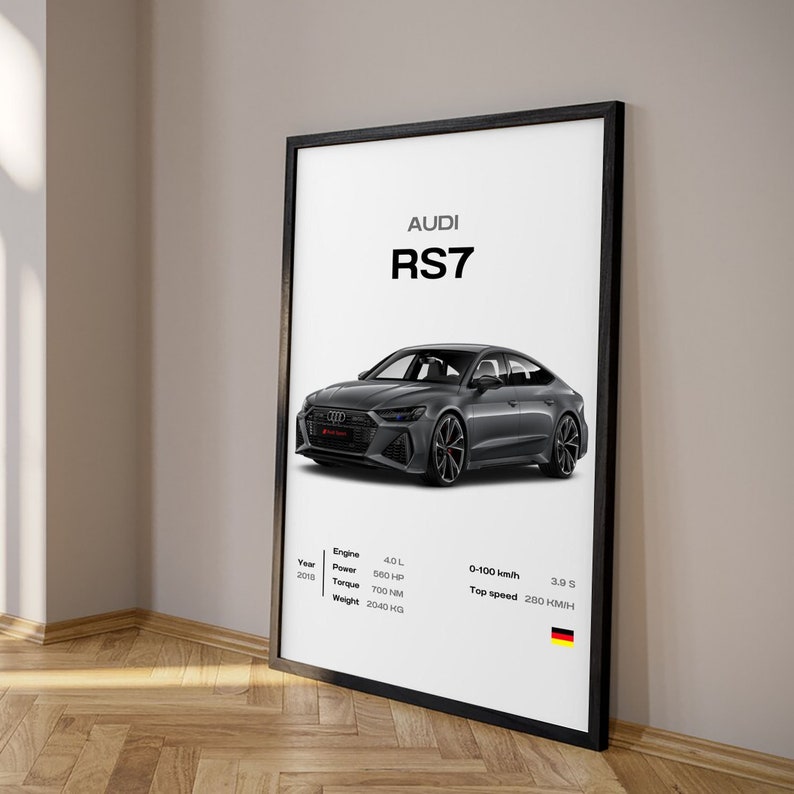 Audi RS7 Poster Mid Century Modern Car Poster Retro - Etsy