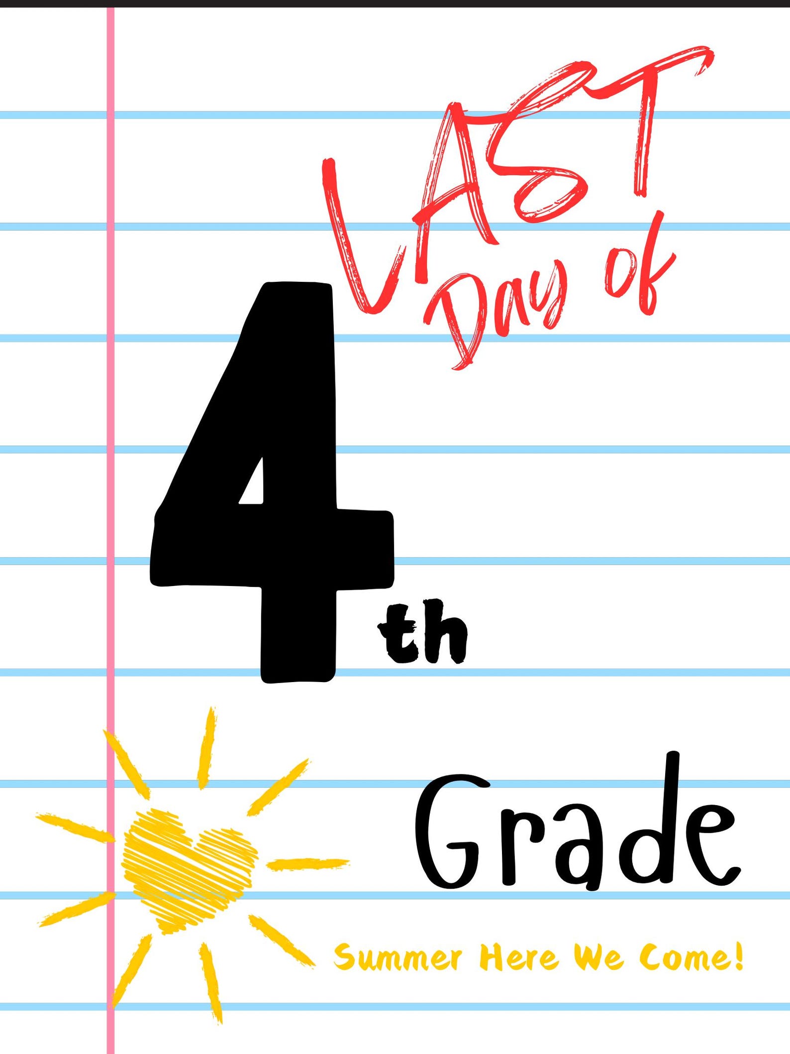 Last Day of 4th Grade Printable - Etsy