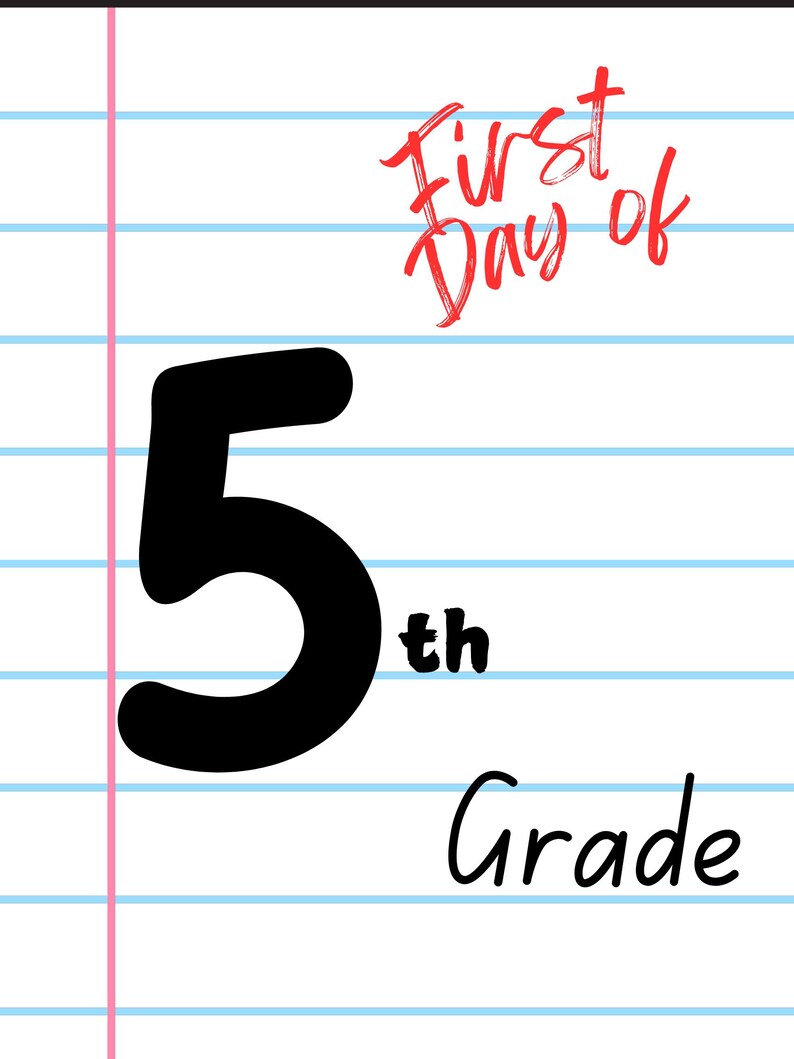 First Day of 5th Grade Printable - Etsy