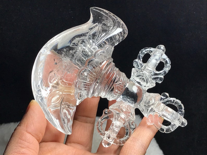 Clear Quartz Crystal Vajra Cross, Buddhist Ceremonial, Amulet, Healing ...