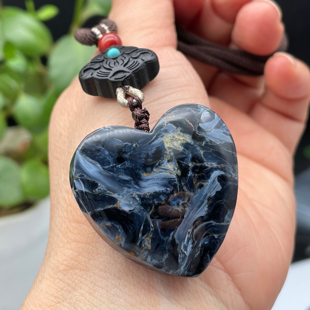 Natural Coloful Starlight Pietersite , Heart Carved Gemstone, Cord ...