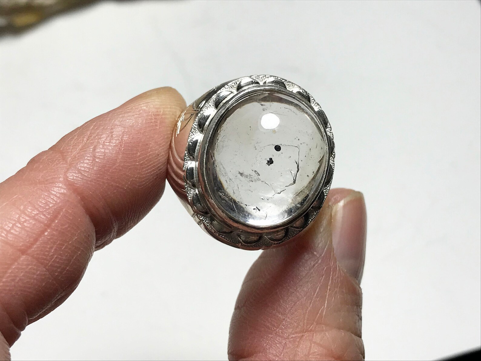 Black Quicksand Moving Bubble ,enhydro Quartz Crystal ,adjustabale Ring ...
