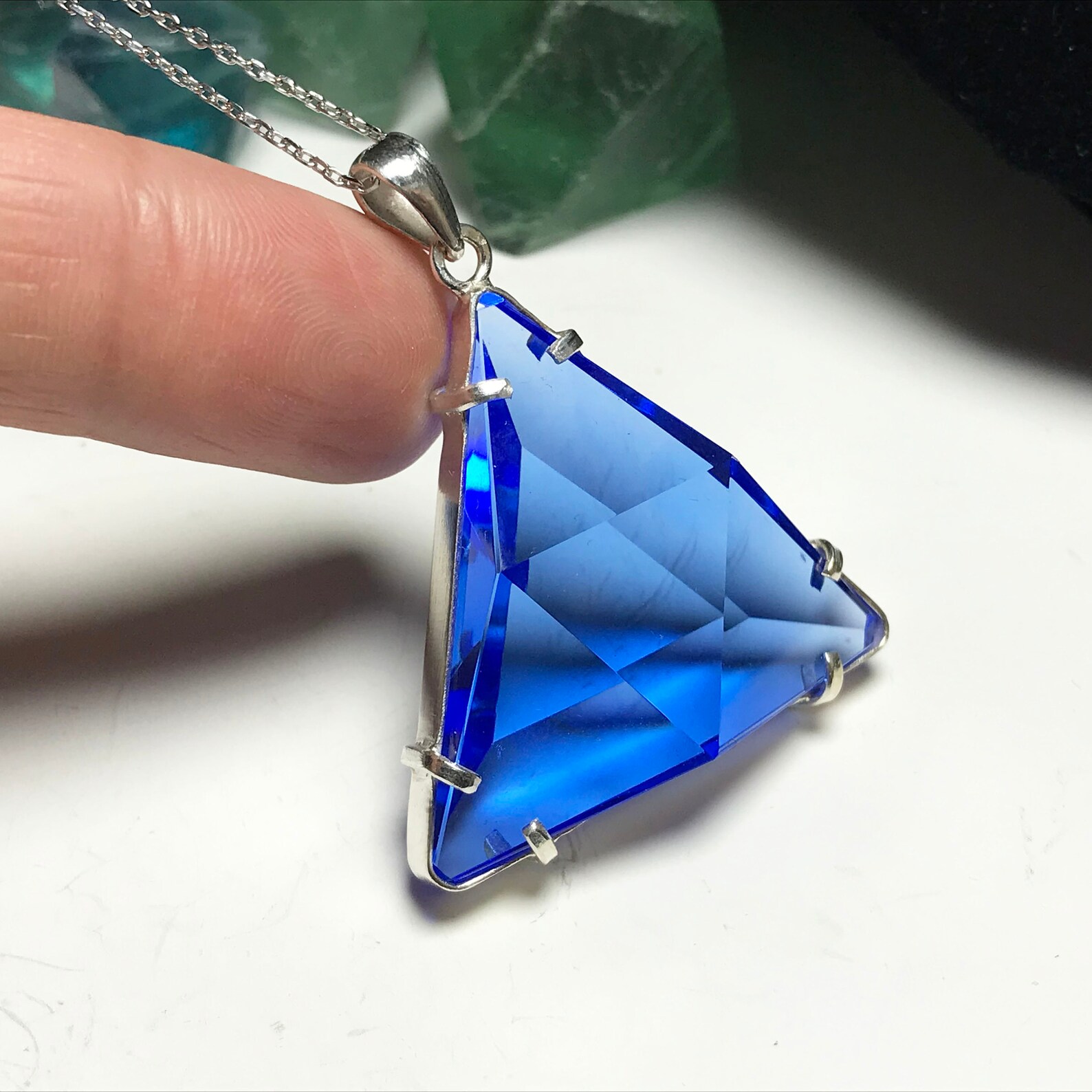 1Pcs Blue Synthetic Pendant Quartz Crystal Star of David | Etsy