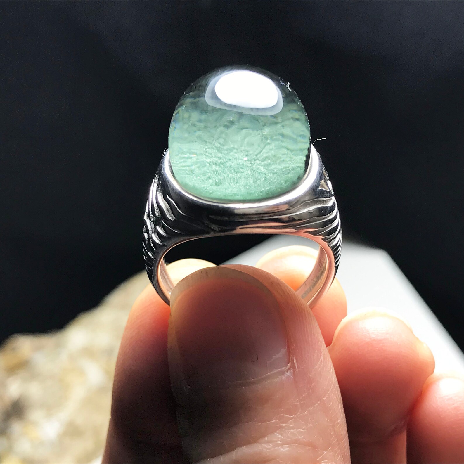 Natural Green Phantom , Natural Quartz Crystal, Silver 925, Healing ...