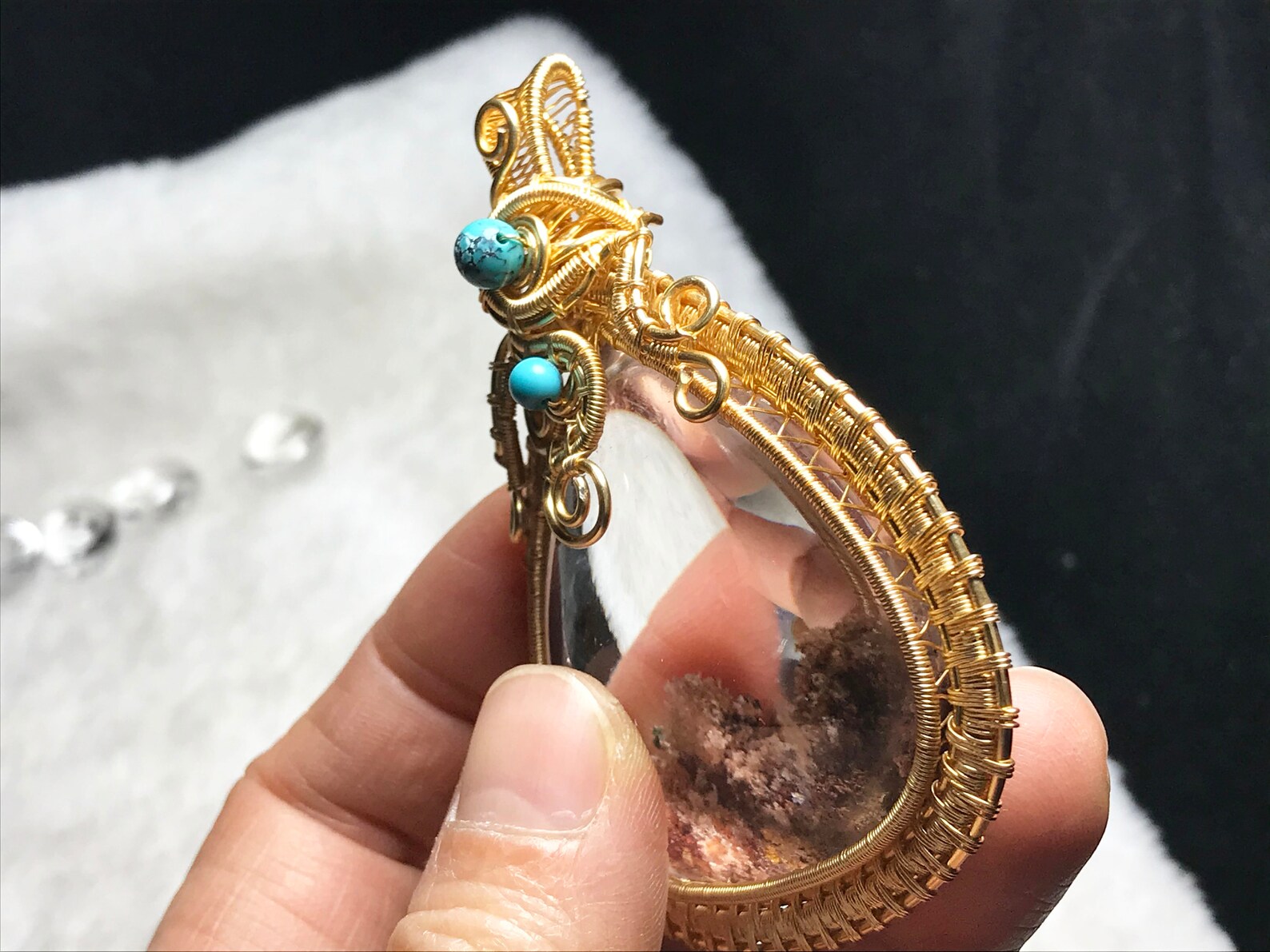 14k Gold Filled Wire Wrap Phantom Crystal Pendant, Reiki Healing - Etsy