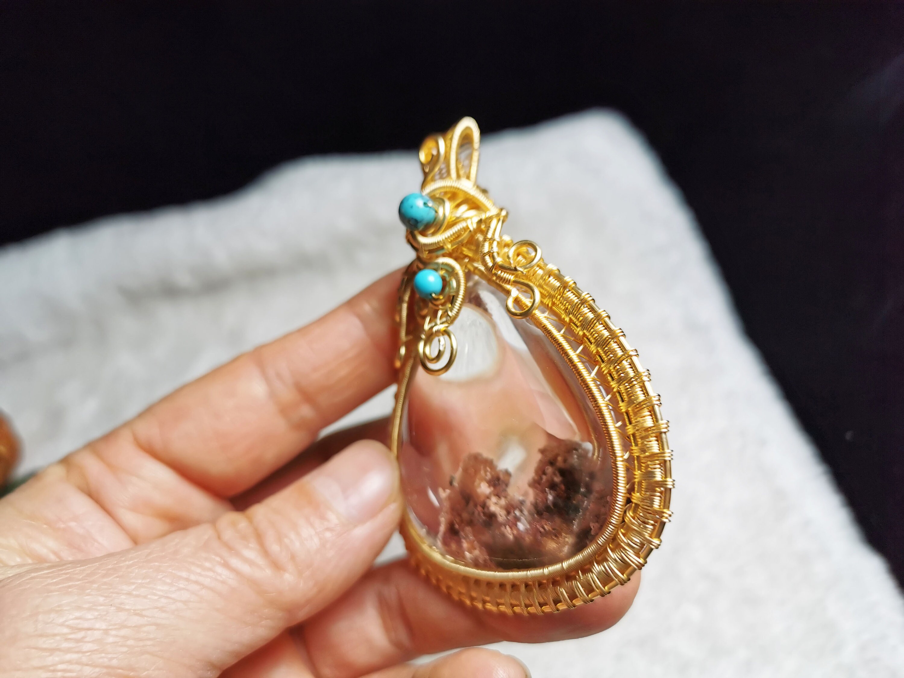 14k Gold Filled Wire Wrap Phantom Crystal Pendant, Reiki Healing - Etsy