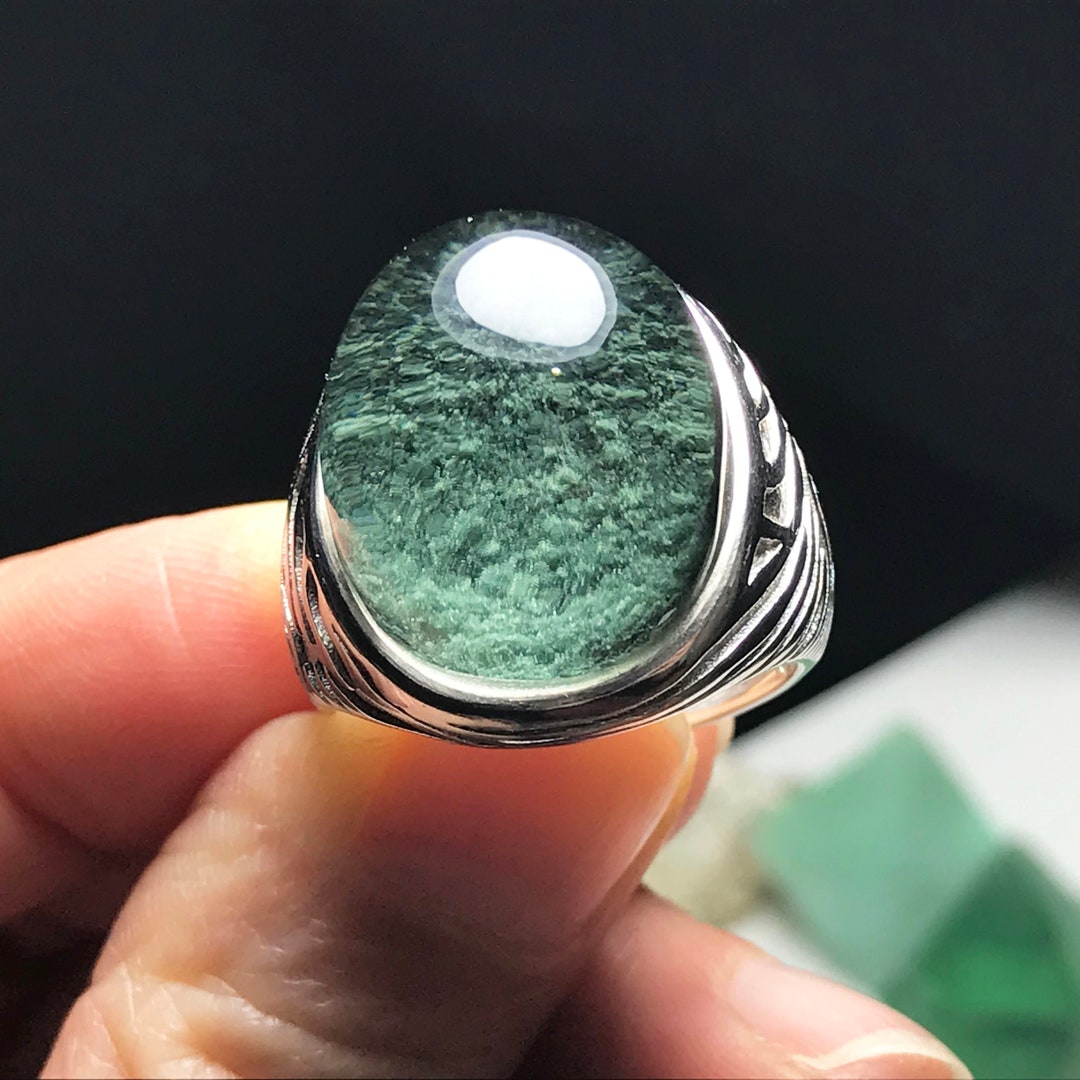 Natural Green Phantom , Natural Quartz Crystal, Silver 925, Healing ...