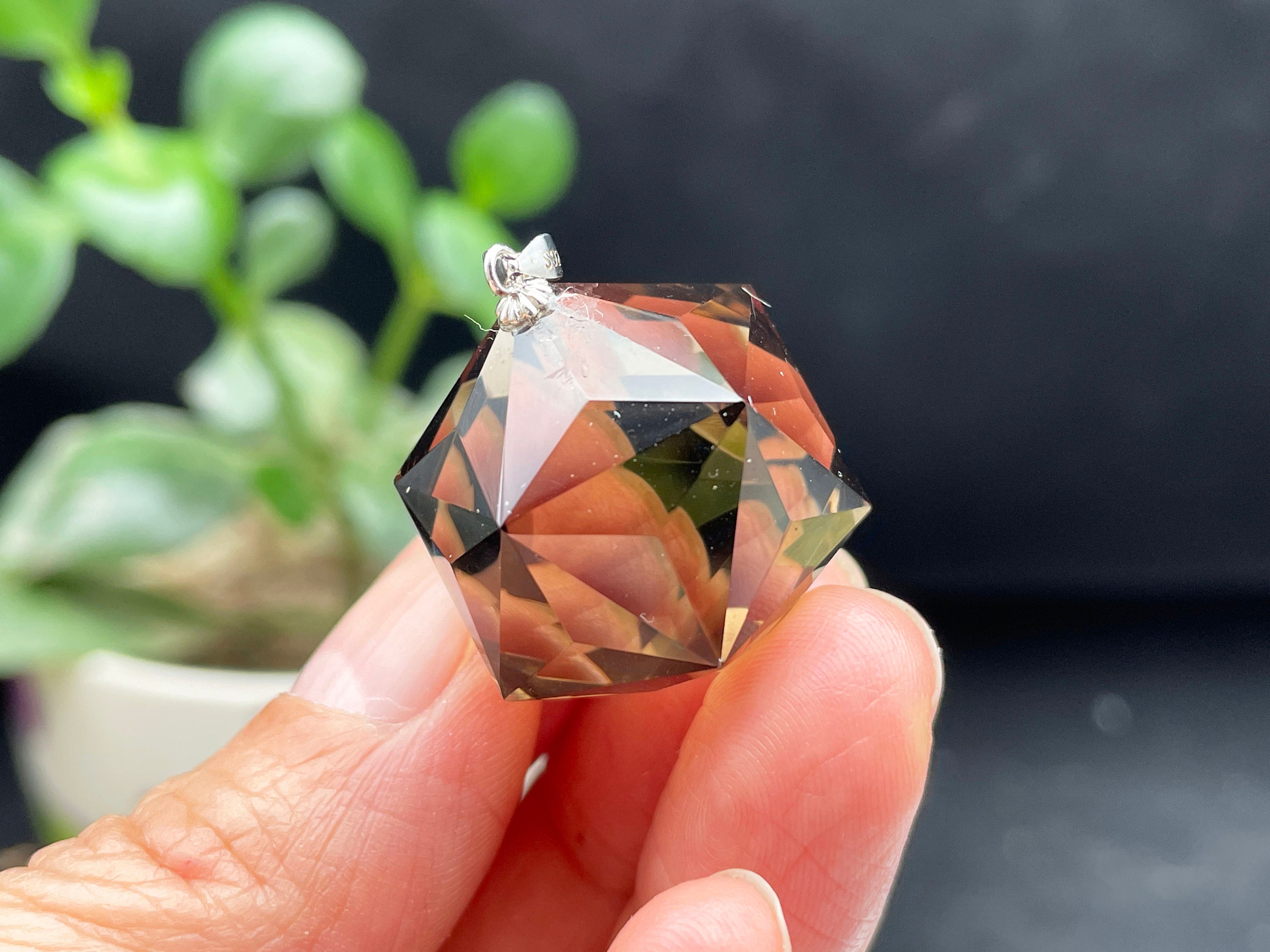 Smoky Quartz 60 Sided Shpere Pendant Natural Crystal - Etsy UK