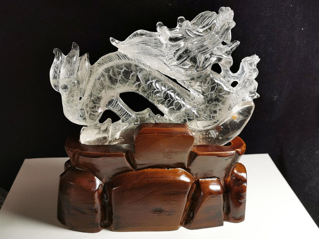 Clear Quartz Crystal Dragon ,carved Dragon,housewarming Gift, Home ...