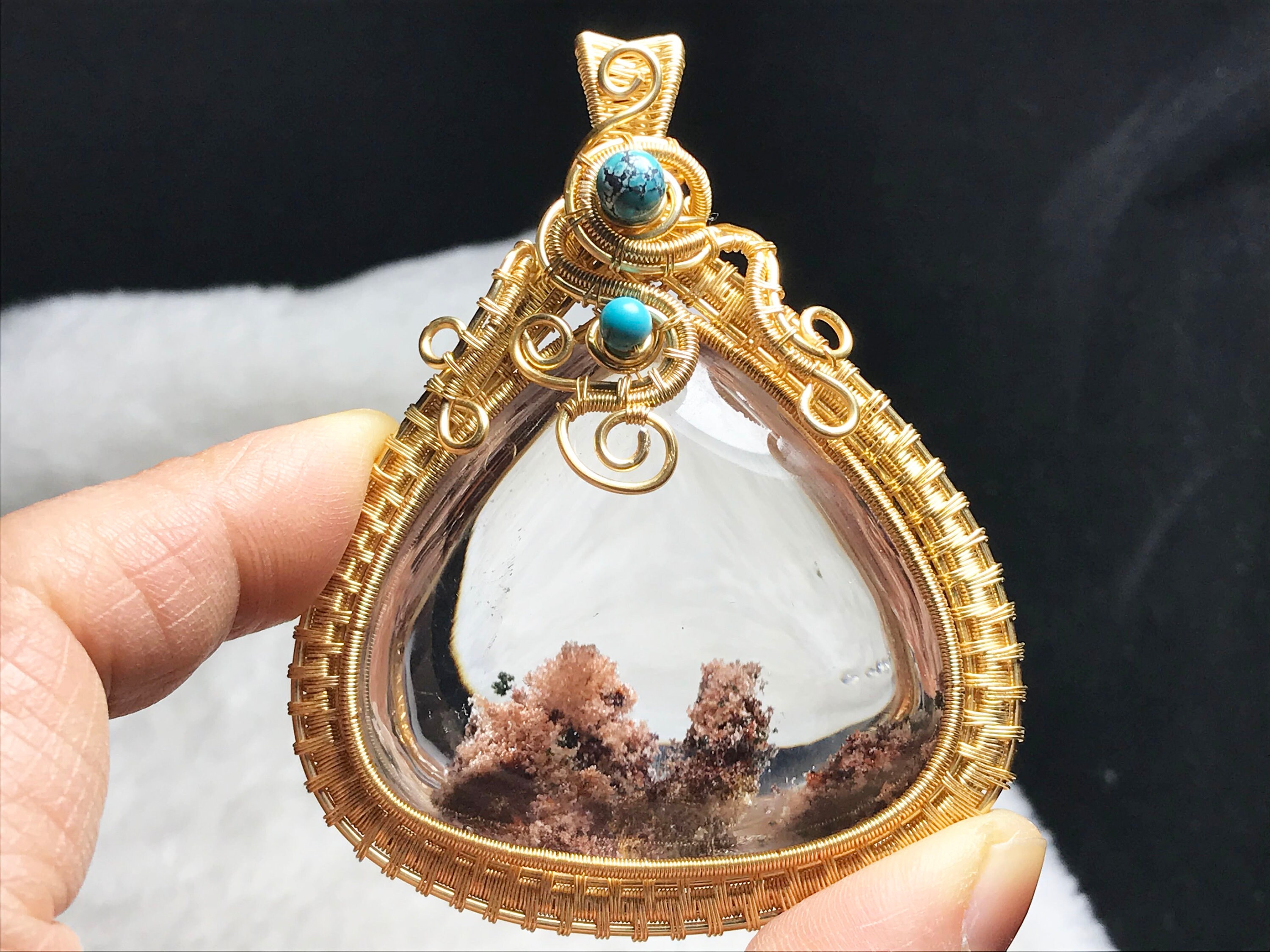 14k Gold Filled Wire Wrap Phantom Crystal Pendant, Reiki Healing - Etsy