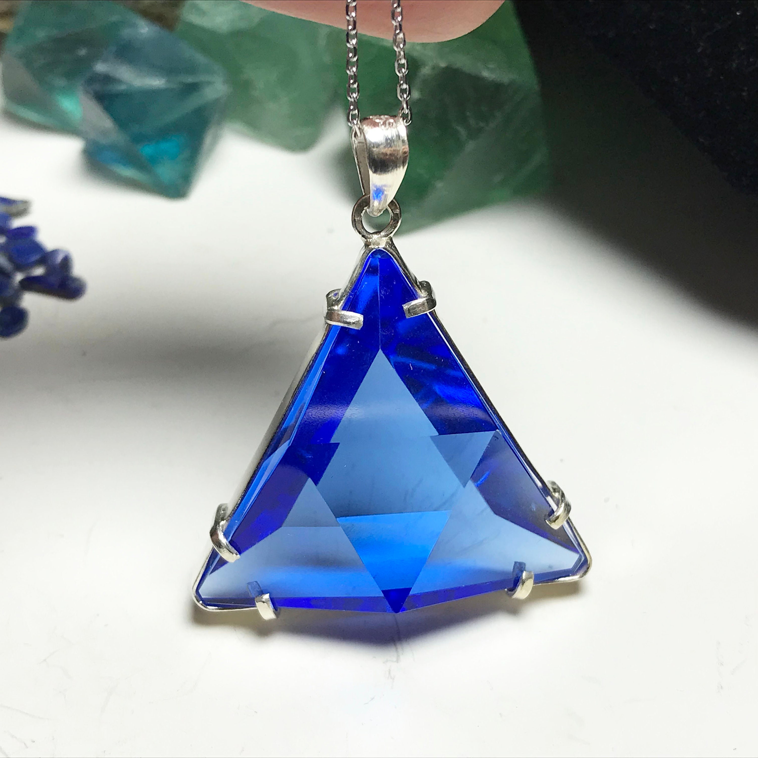 1Pcs Blue Synthetic Pendant Quartz Crystal Star of David | Etsy
