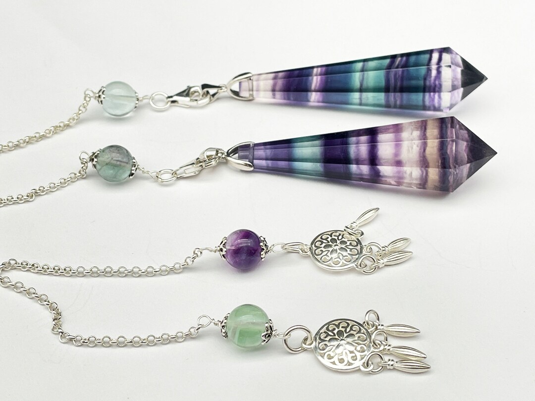 Fluorite Crystal Pendulum,dowsing Tool for Chakra, Sterling Silver ...