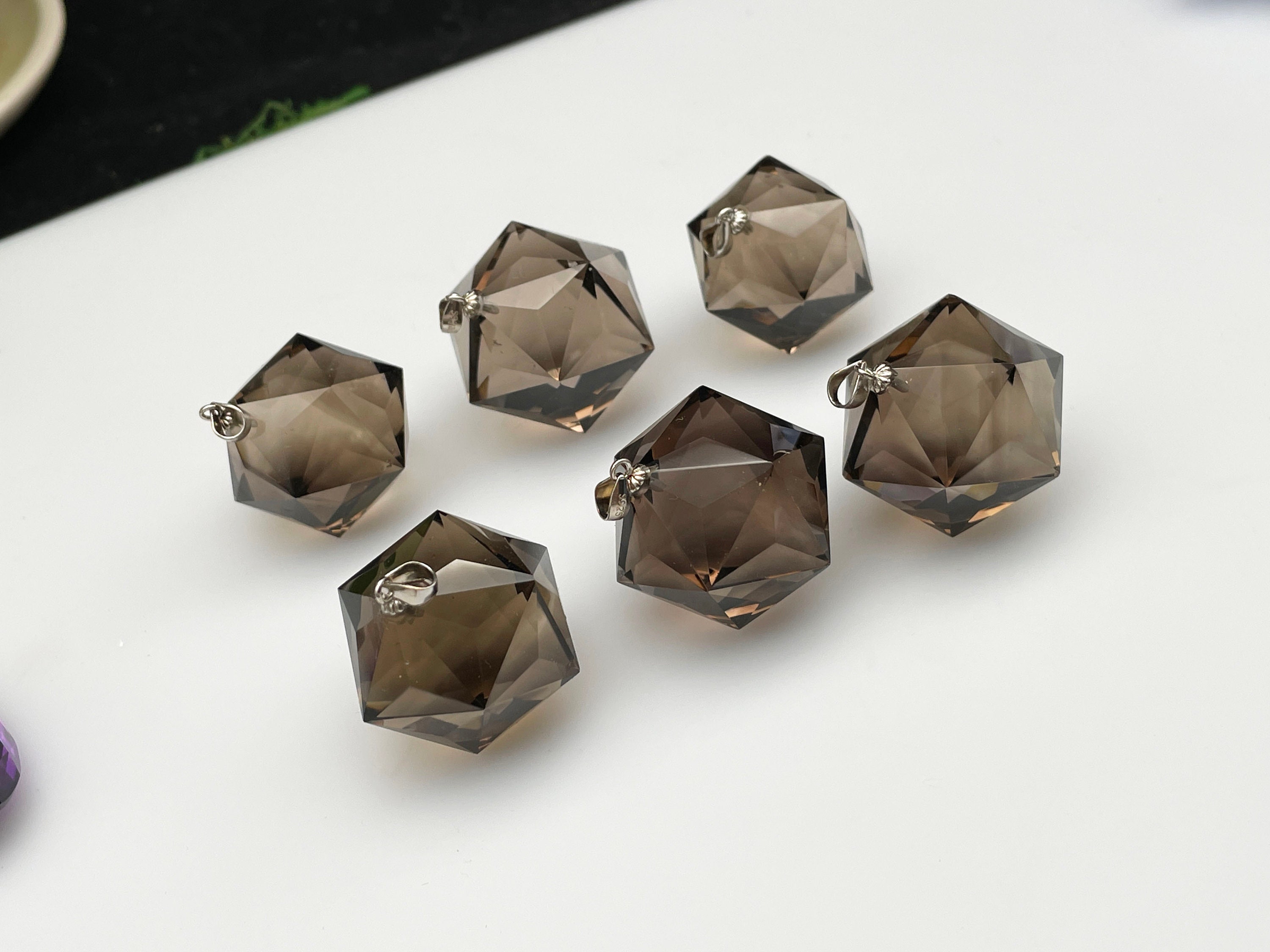 Smoky Quartz 60 Sided Shpere Pendant Natural Crystal - Etsy UK