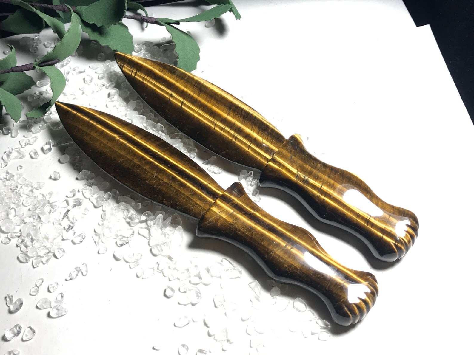 Natural Tiger's eye Quartz Crystal Carved Dagger Reiki | Etsy