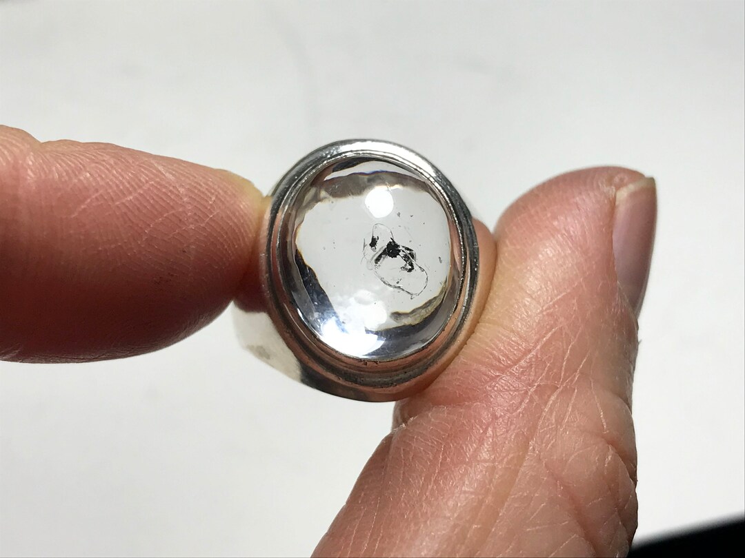Black Quicksand Moving Bubble ,enhydro Quartz Crystal ,adjustabale Ring ...