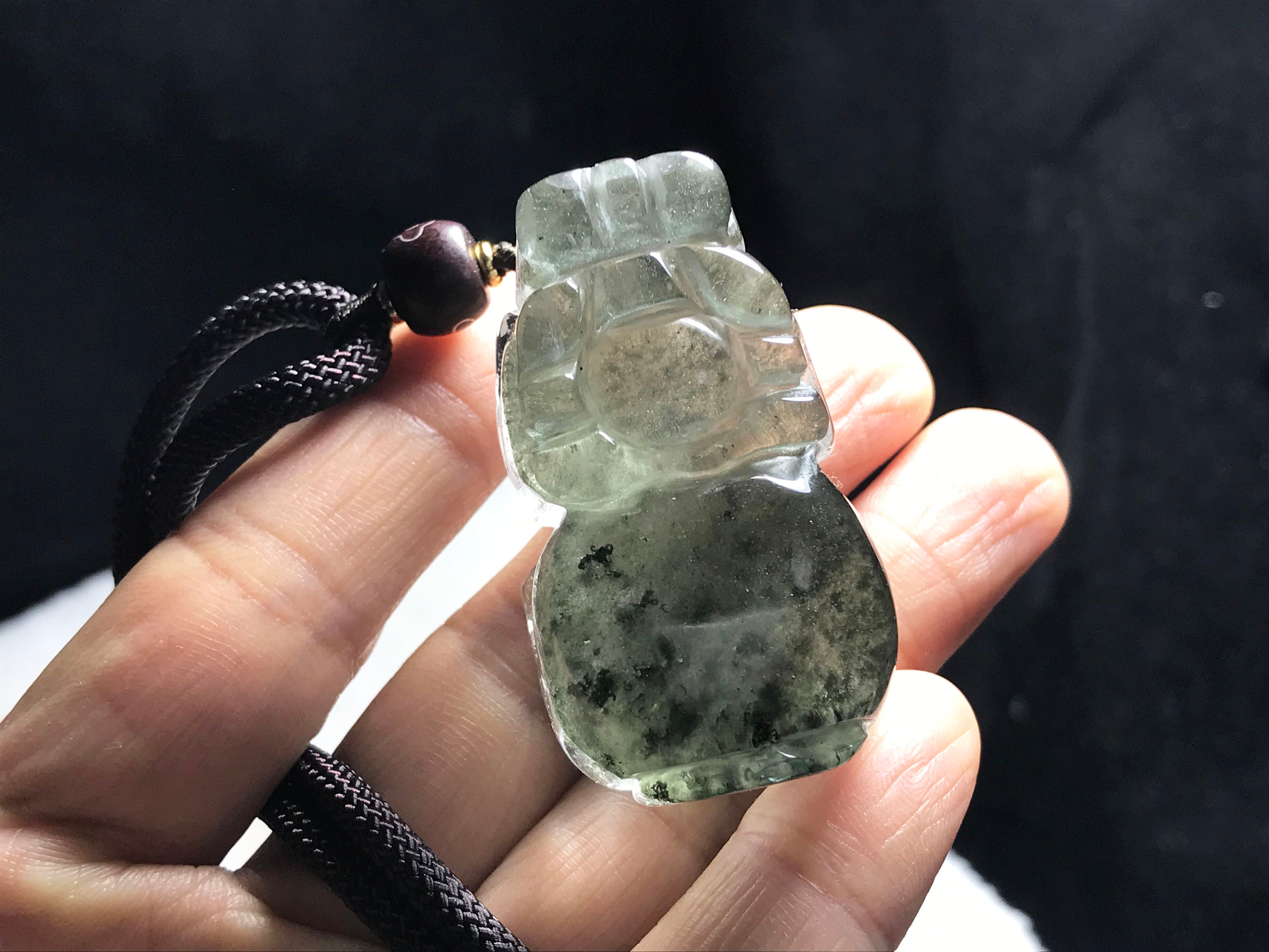 Natural quartz crystal Green Phantom Pixiu Carved Pendant | Etsy