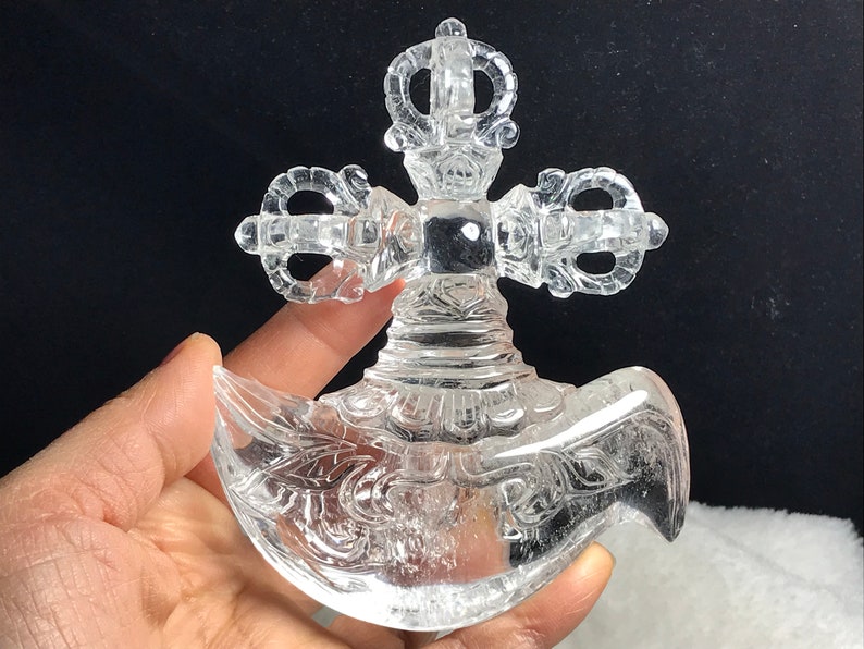 Clear Quartz Crystal Vajra Cross, Buddhist Ceremonial, Amulet, Healing ...