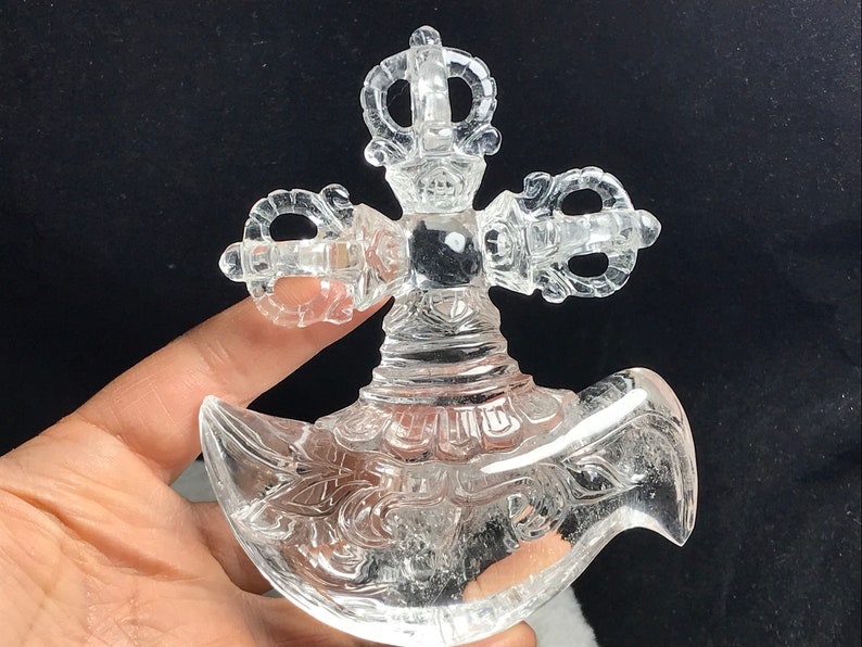 Clear Quartz Crystal Vajra Cross, Buddhist Ceremonial, Amulet, Healing ...