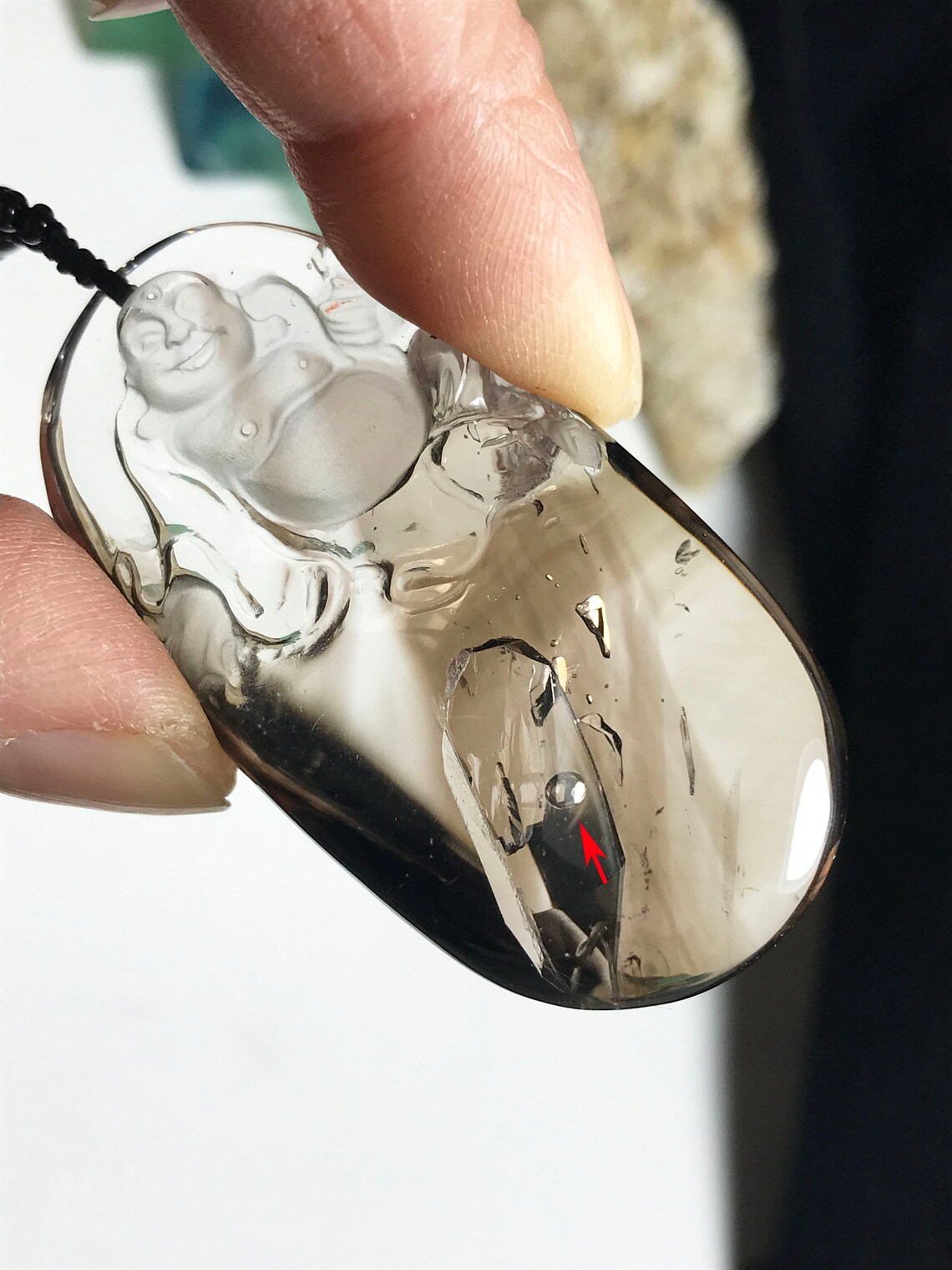 Enhydro Quartz Crystal, Carved Buddha, Moving Water Bubble, Healing ...