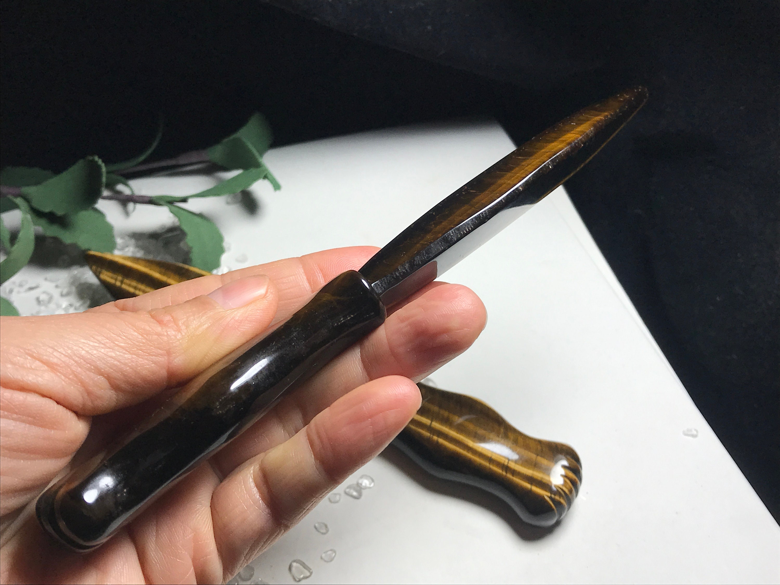 Natural Tiger's eye Quartz Crystal Carved Dagger Reiki | Etsy