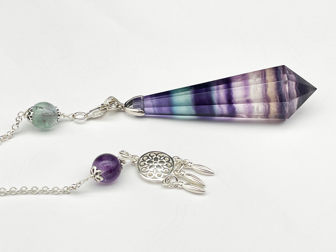 Fluorite Crystal Pendulum,dowsing Tool for Chakra, Sterling Silver ...
