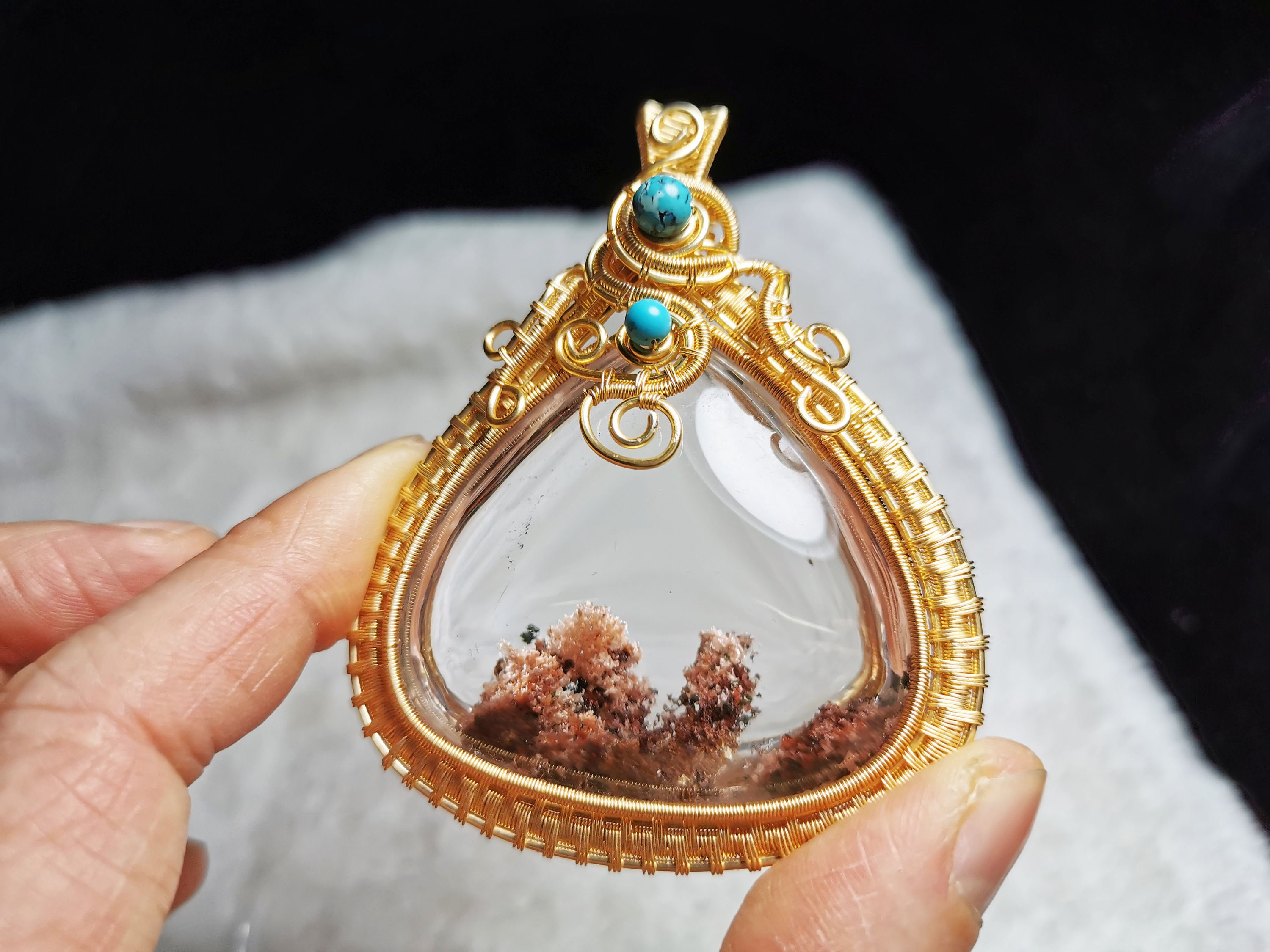 14k Gold Filled Wire Wrap Phantom Crystal Pendant, Reiki Healing - Etsy