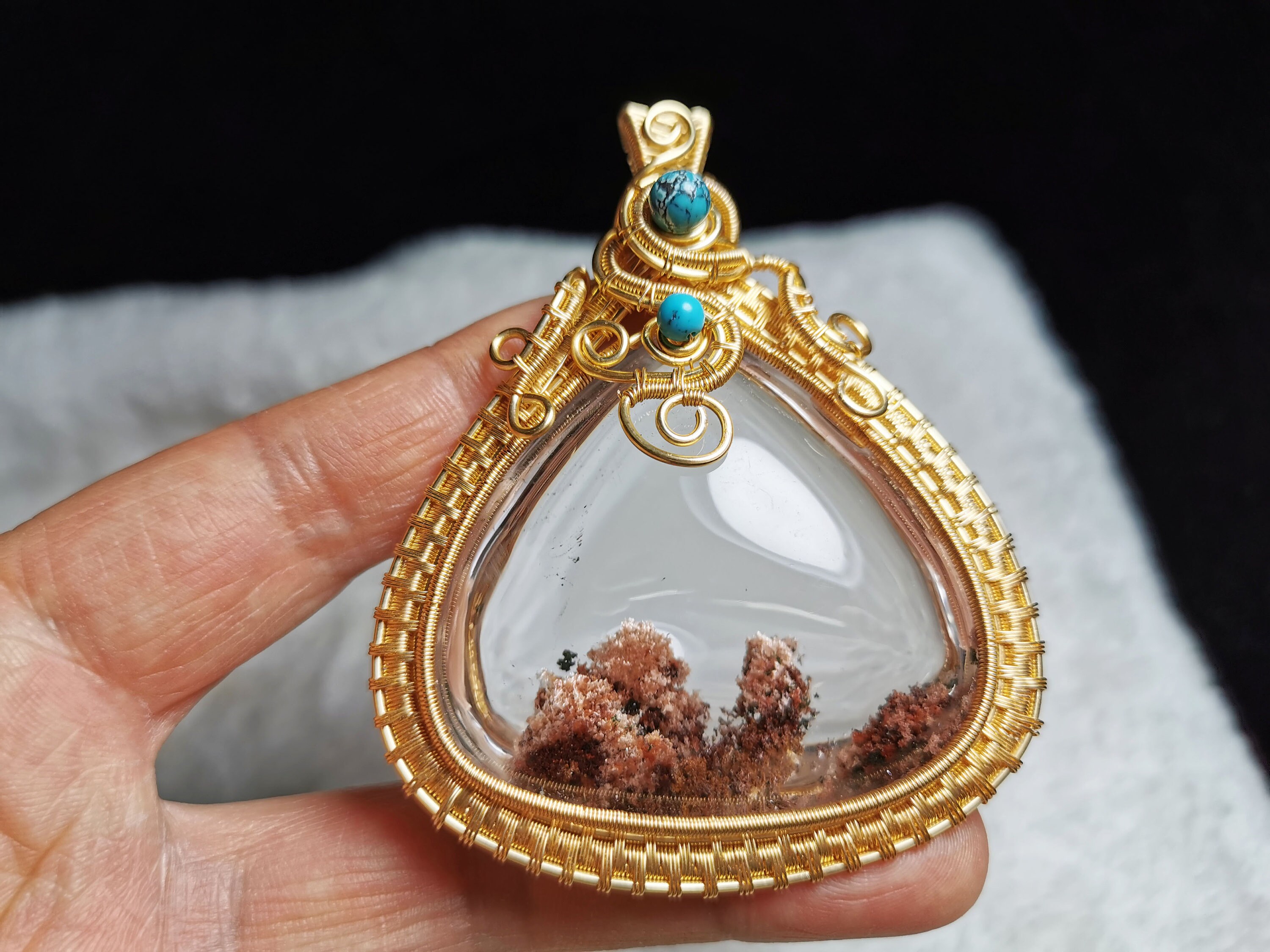 14k Gold Filled Wire Wrap Phantom Crystal Pendant, Reiki Healing - Etsy