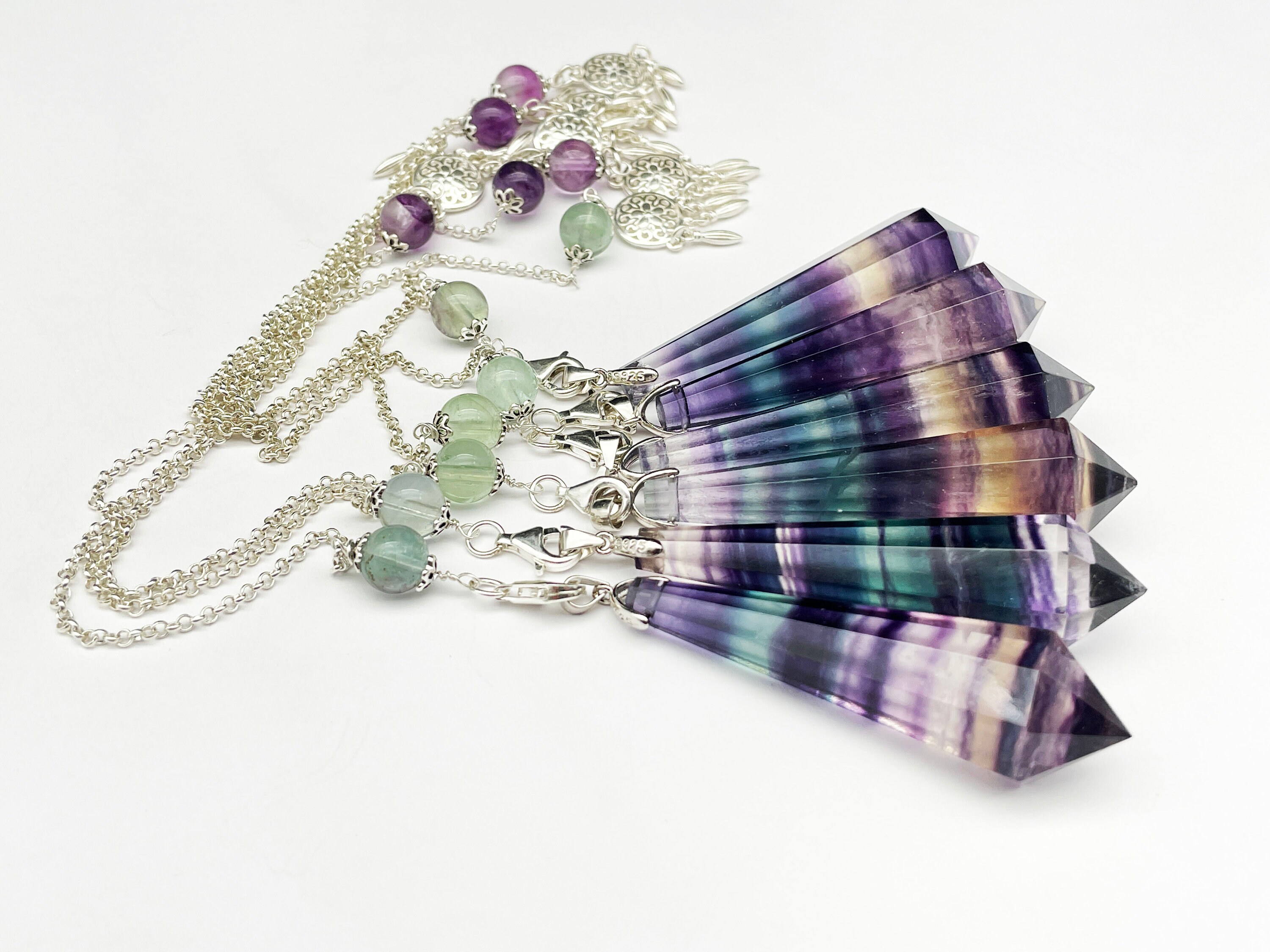 Fluorite Crystal Pendulum,dowsing Tool for Chakra, Sterling Silver ...