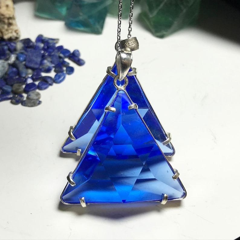 1Pcs Blue Synthetic Pendant Quartz Crystal Star of David | Etsy