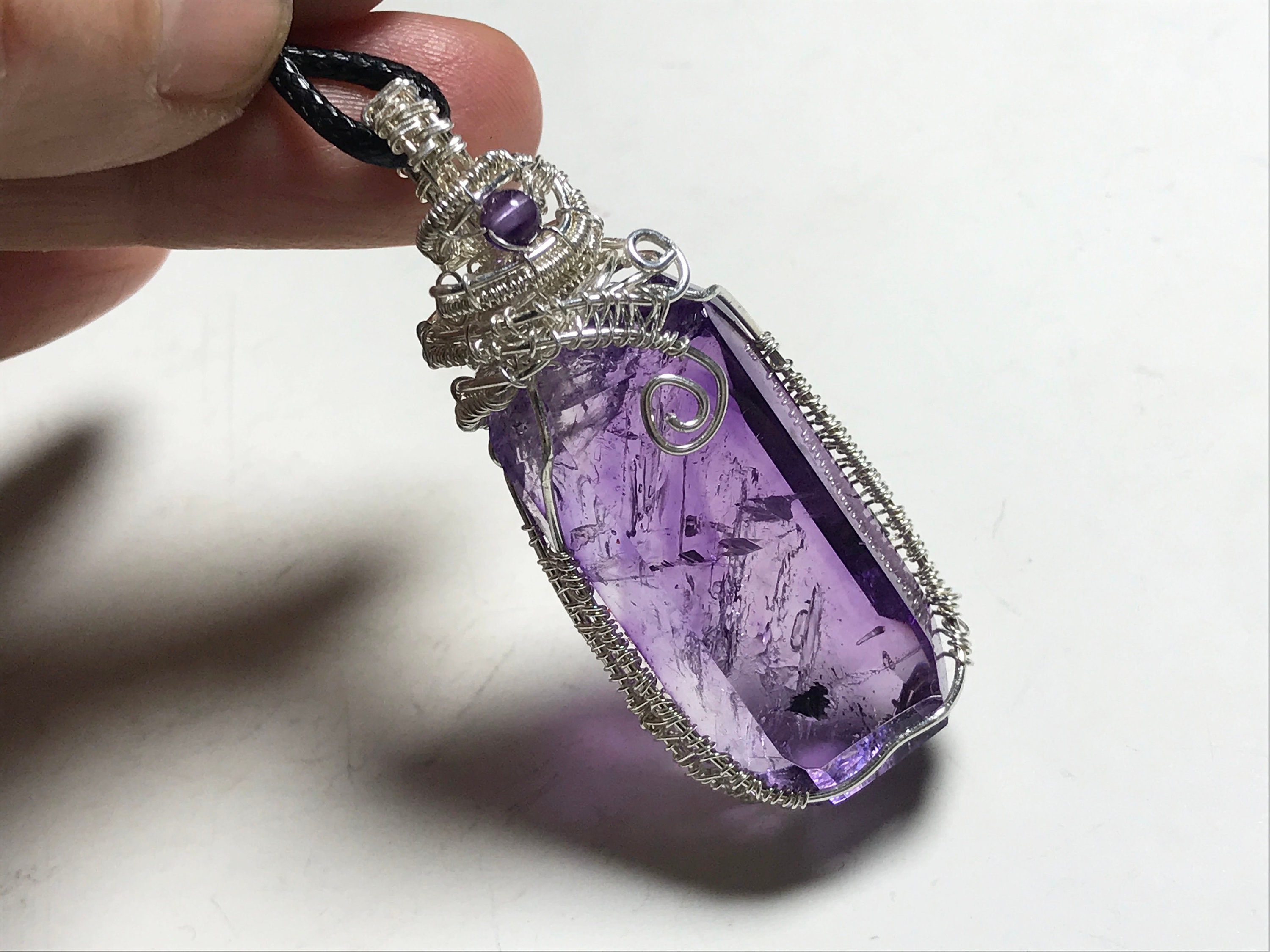 Natural Amethyst Moving Bubble Enhydro Crystal 990 Silver - Etsy