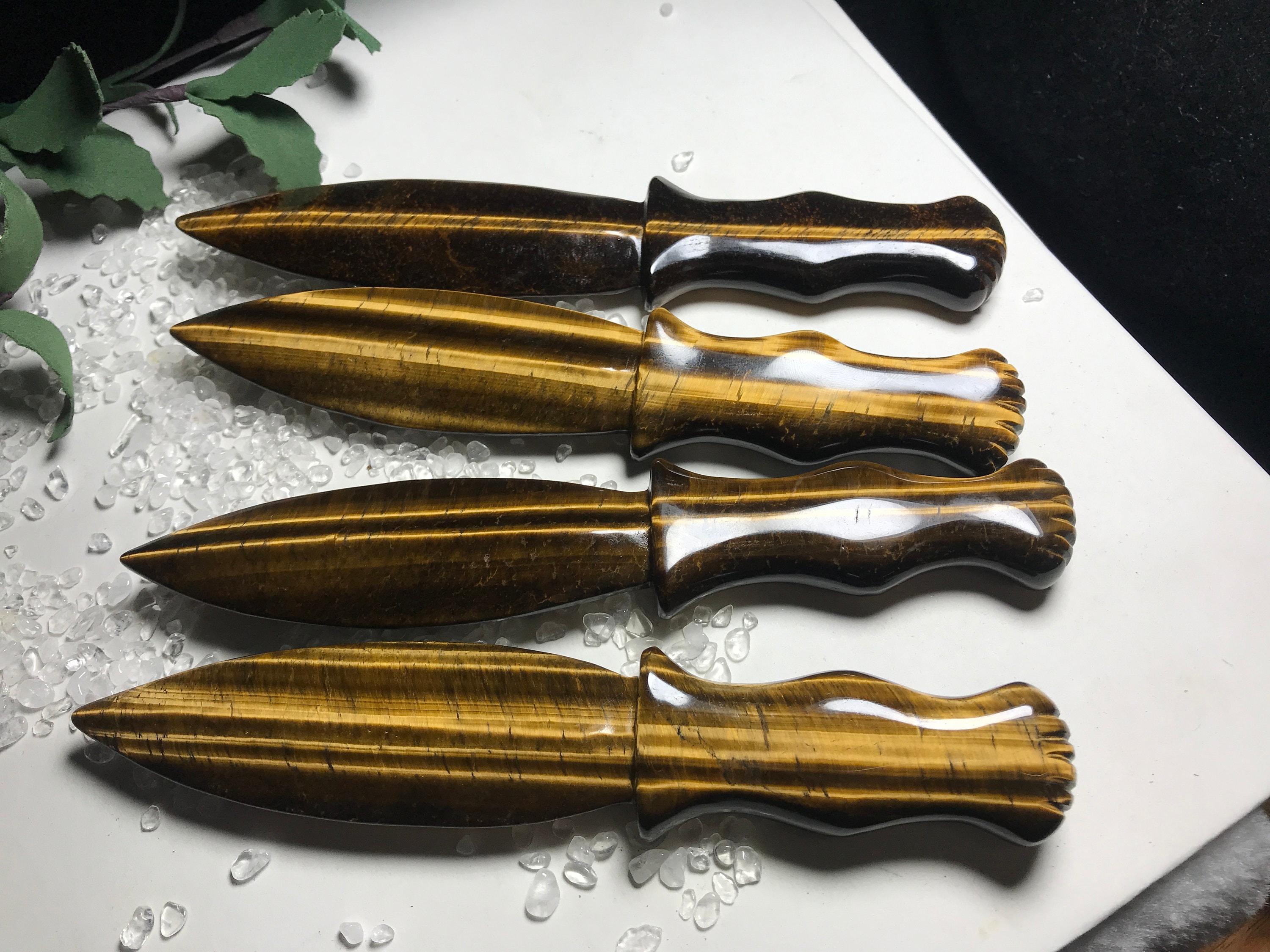 Natural Tiger's eye Quartz Crystal Carved Dagger Reiki | Etsy