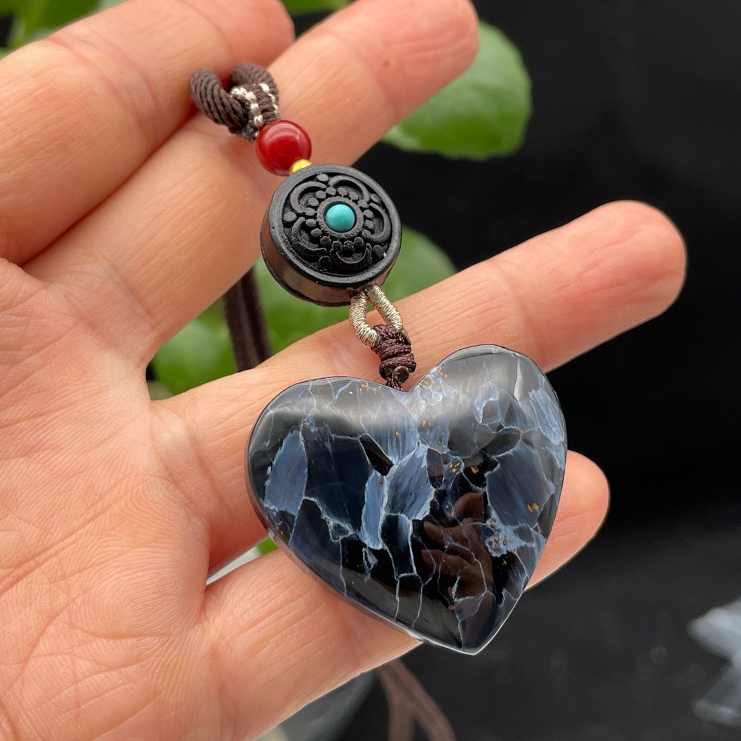 Natural Coloful Starlight Pietersite , Heart Carved Gemstone, Cord ...