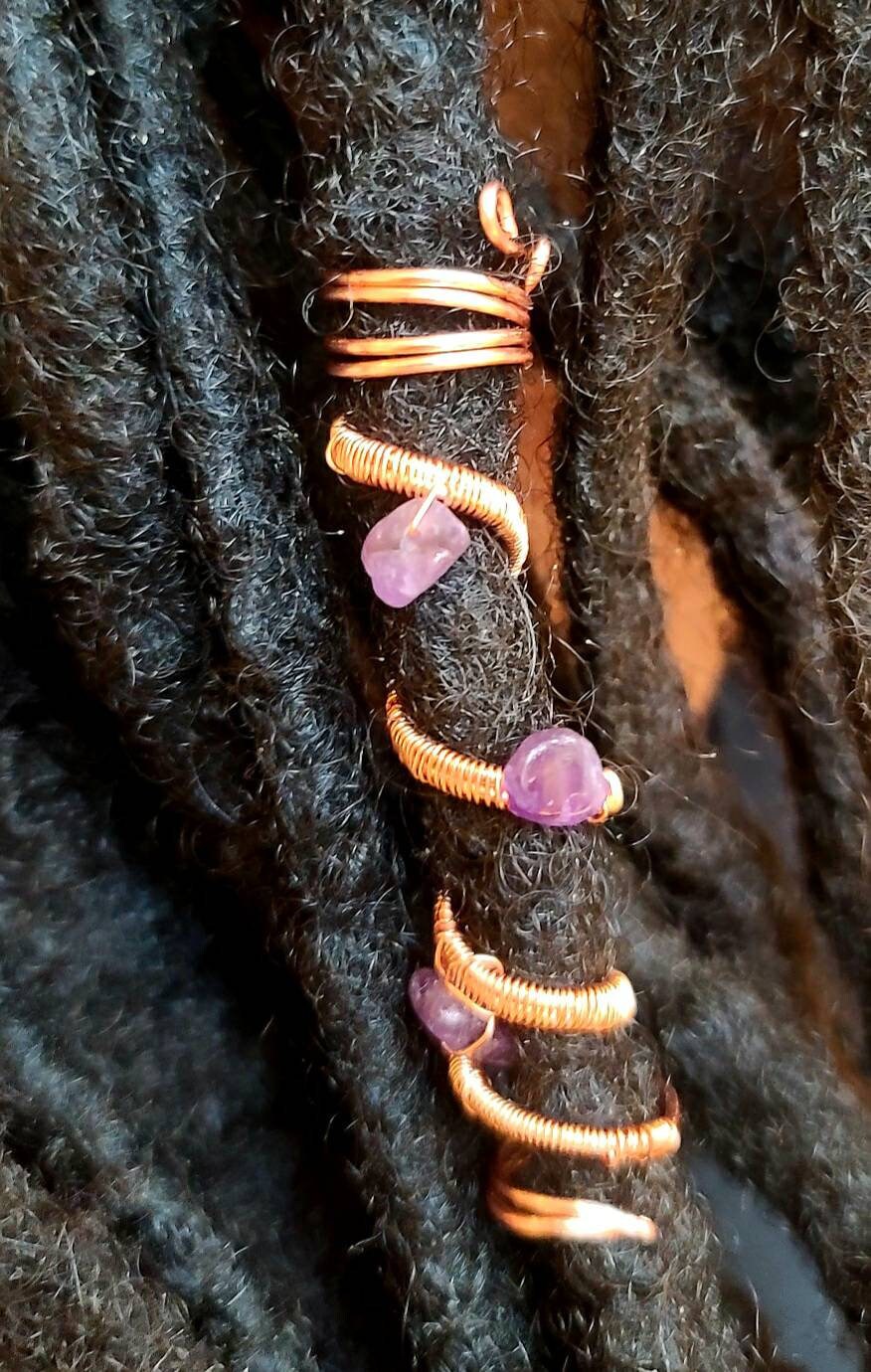 Loc Jewelry Amethyst Crystal Copper Dreadlocks Coil Quartz | Etsy