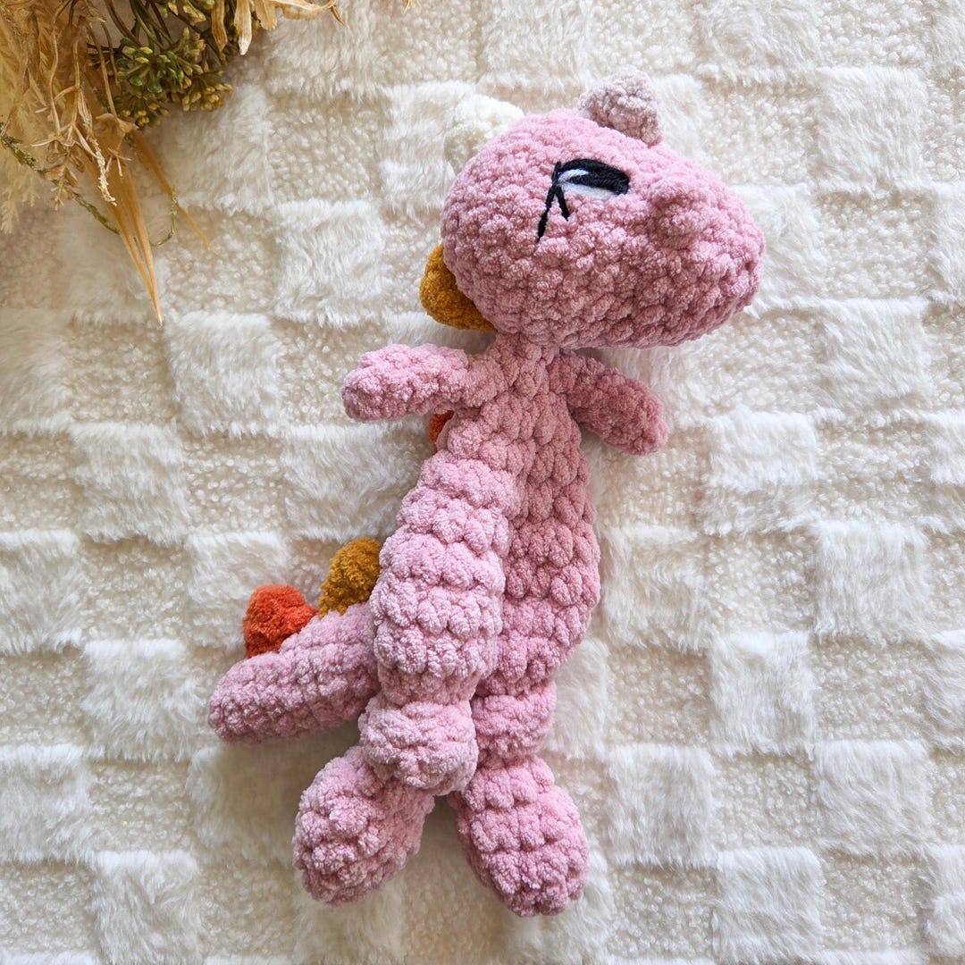 Pink Baby Dinosaur Lovey, T-rex Snuggler, Handmade Baby Shower Gift ...