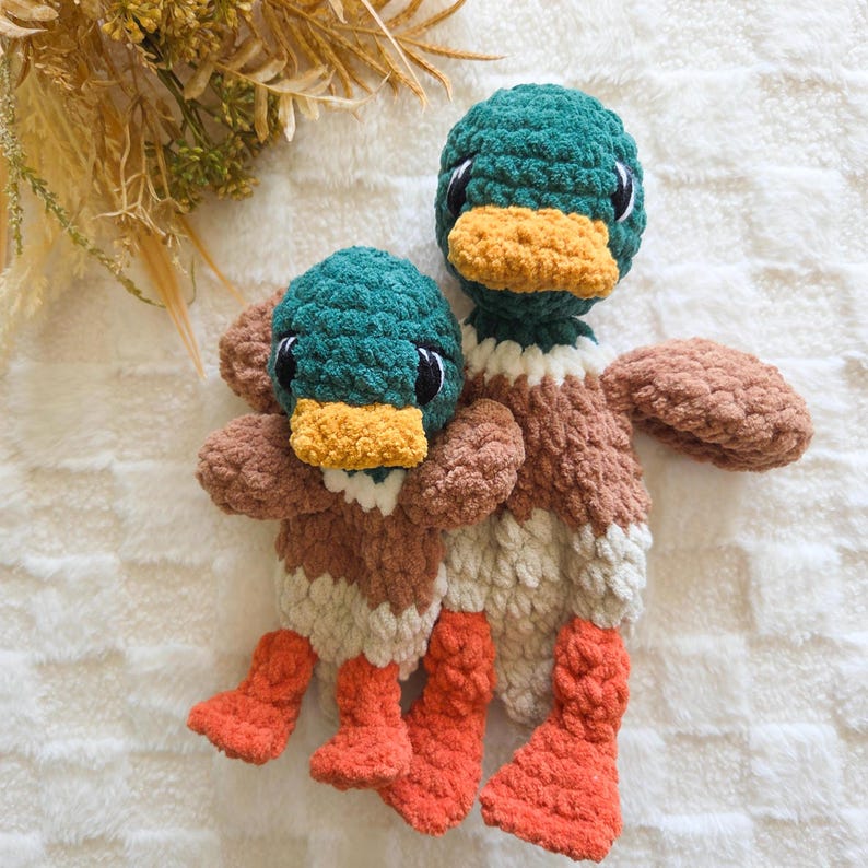 Mallard Duck Lovey, Handmade Snuggler, Baby Shower Gift, Green Duck ...