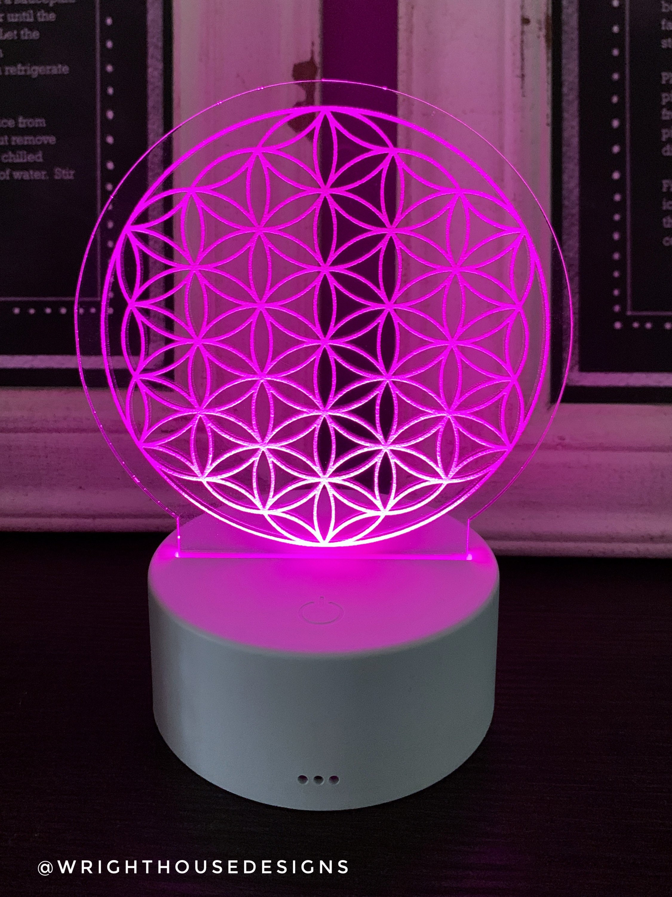 Engraved Acrylic LED Light Base Flower of Life Design | Etsy