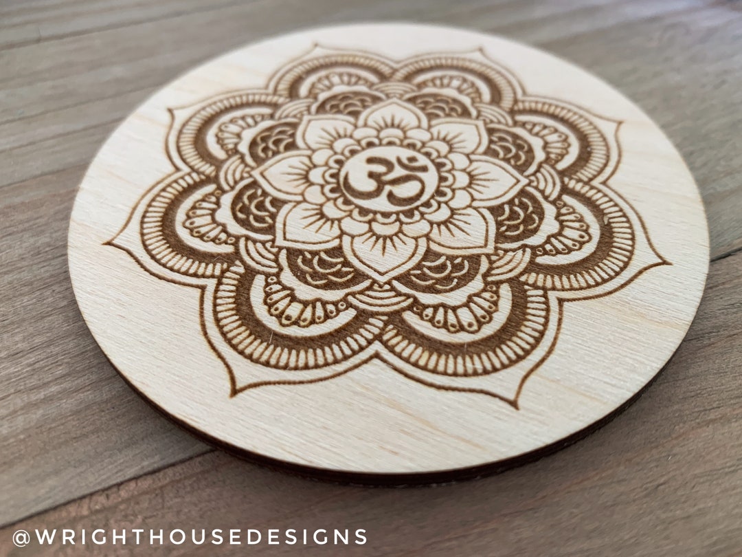 Floral Mandala Laser Engraved Wooden Sacred Geometry Crystal - Etsy