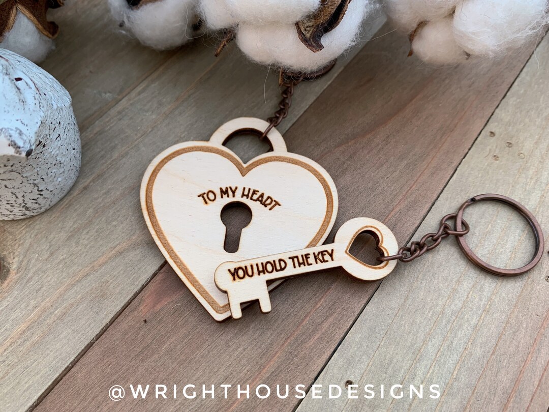 Hold the Key to My Heart Keychain Set Personalized Couples Keychain ...