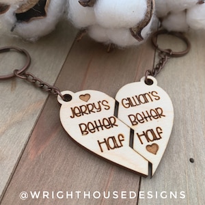 My Better Half Heart Keychain Set Personalized Couples Keychain Laser ...