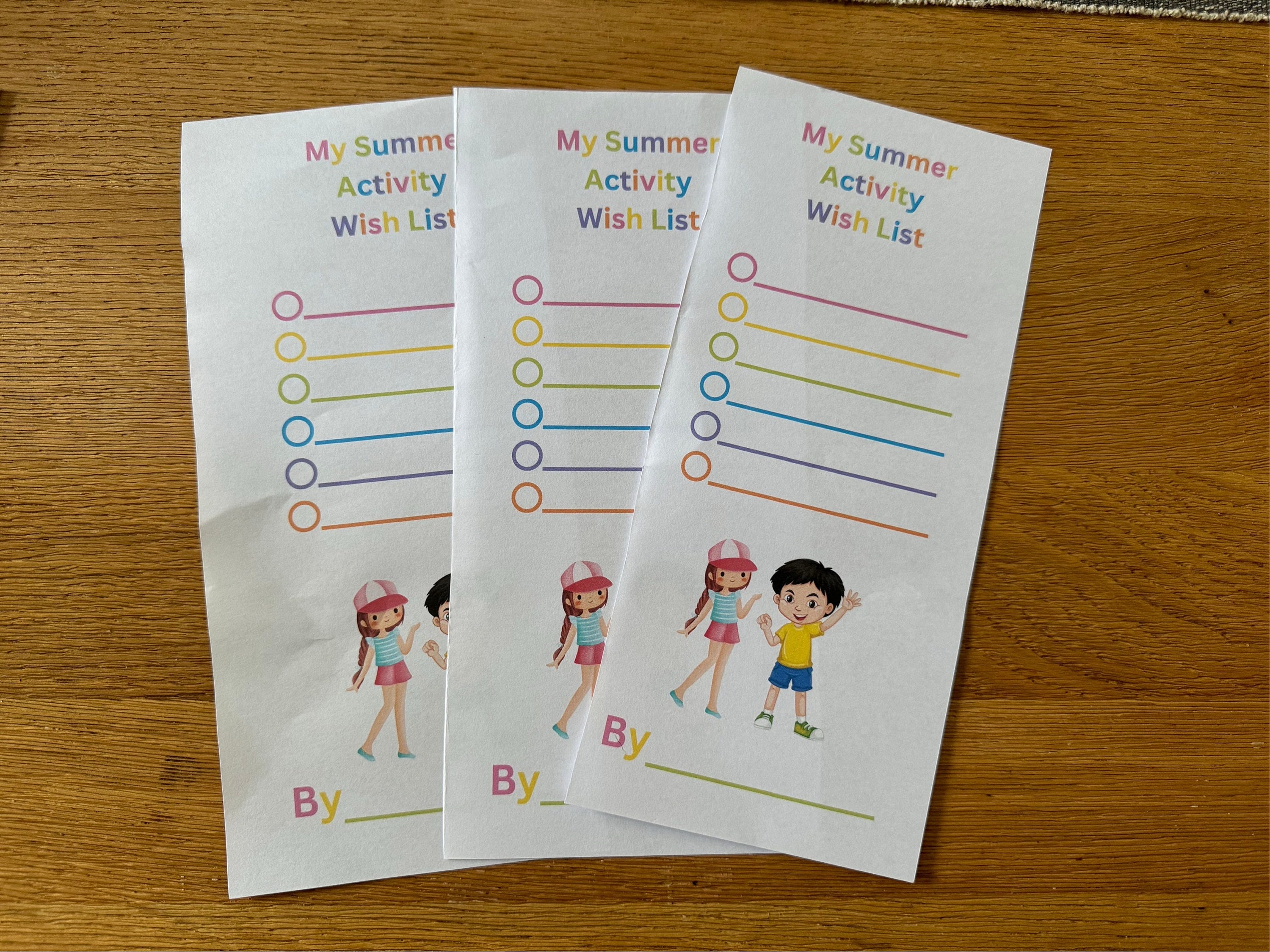 Printable Summer Activity List With Individual Wish Lists and a Free ...