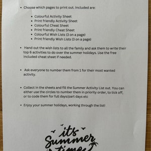 Printable Summer Activity List With Individual Wish Lists and a Free ...