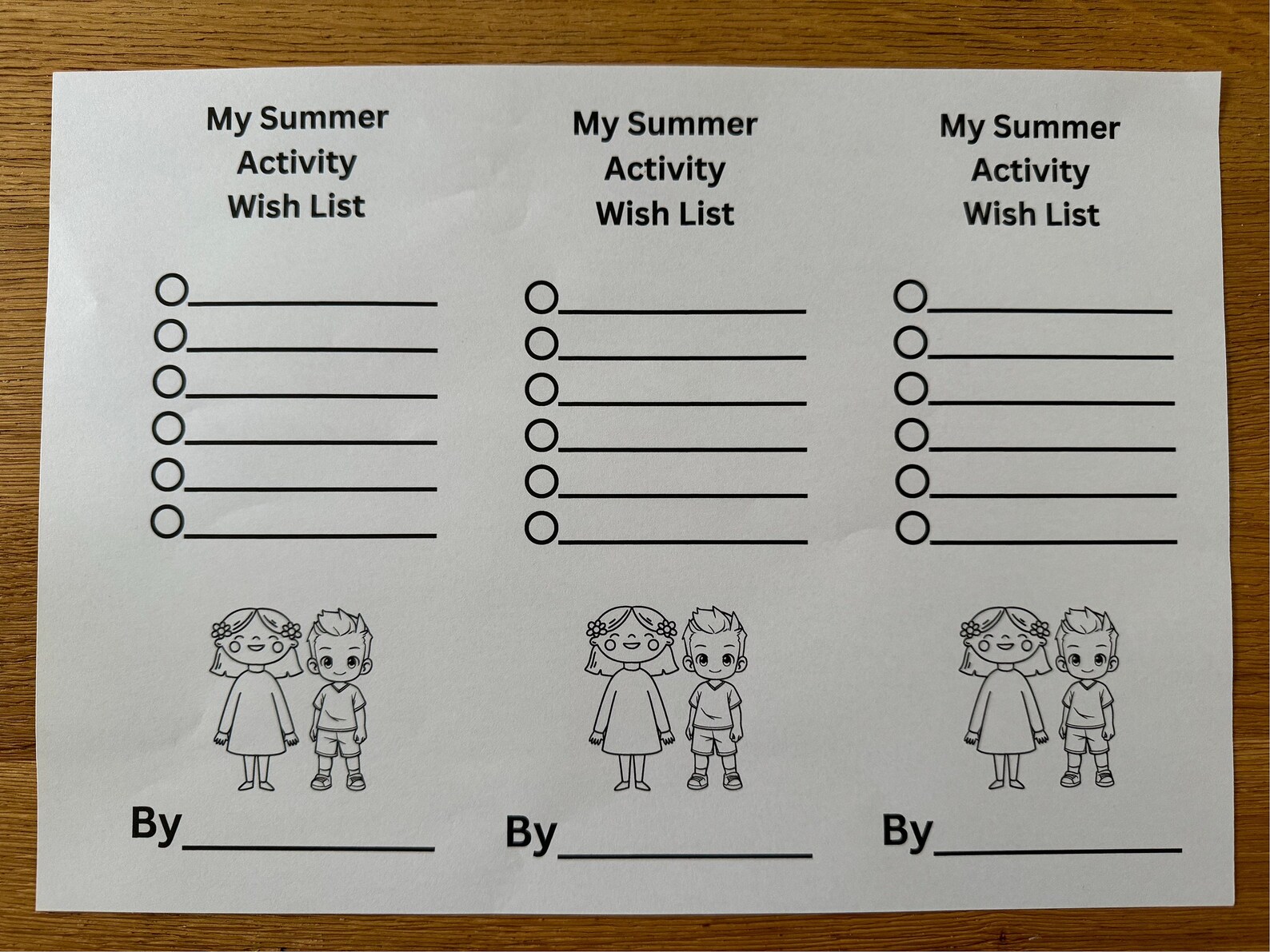 Printable Summer Activity List With Individual Wish Lists and a Free ...