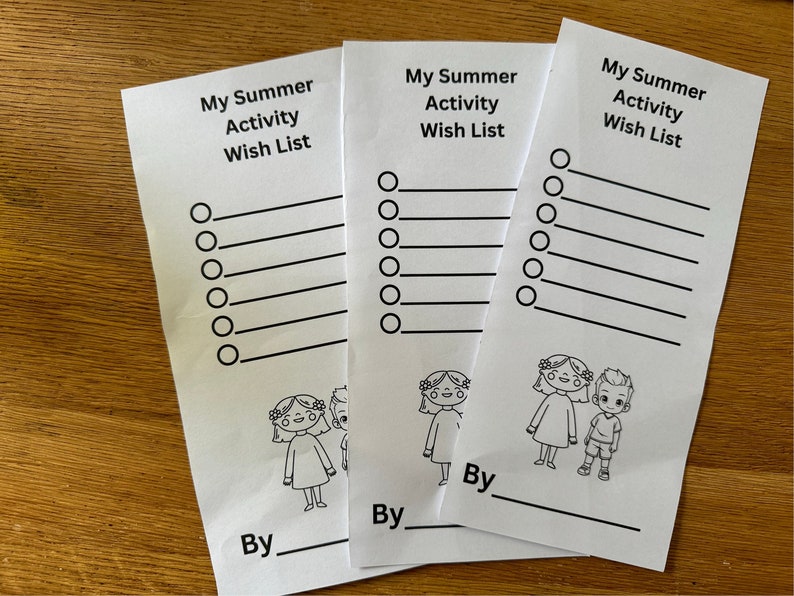 Printable Summer Activity List With Individual Wish Lists and a Free ...