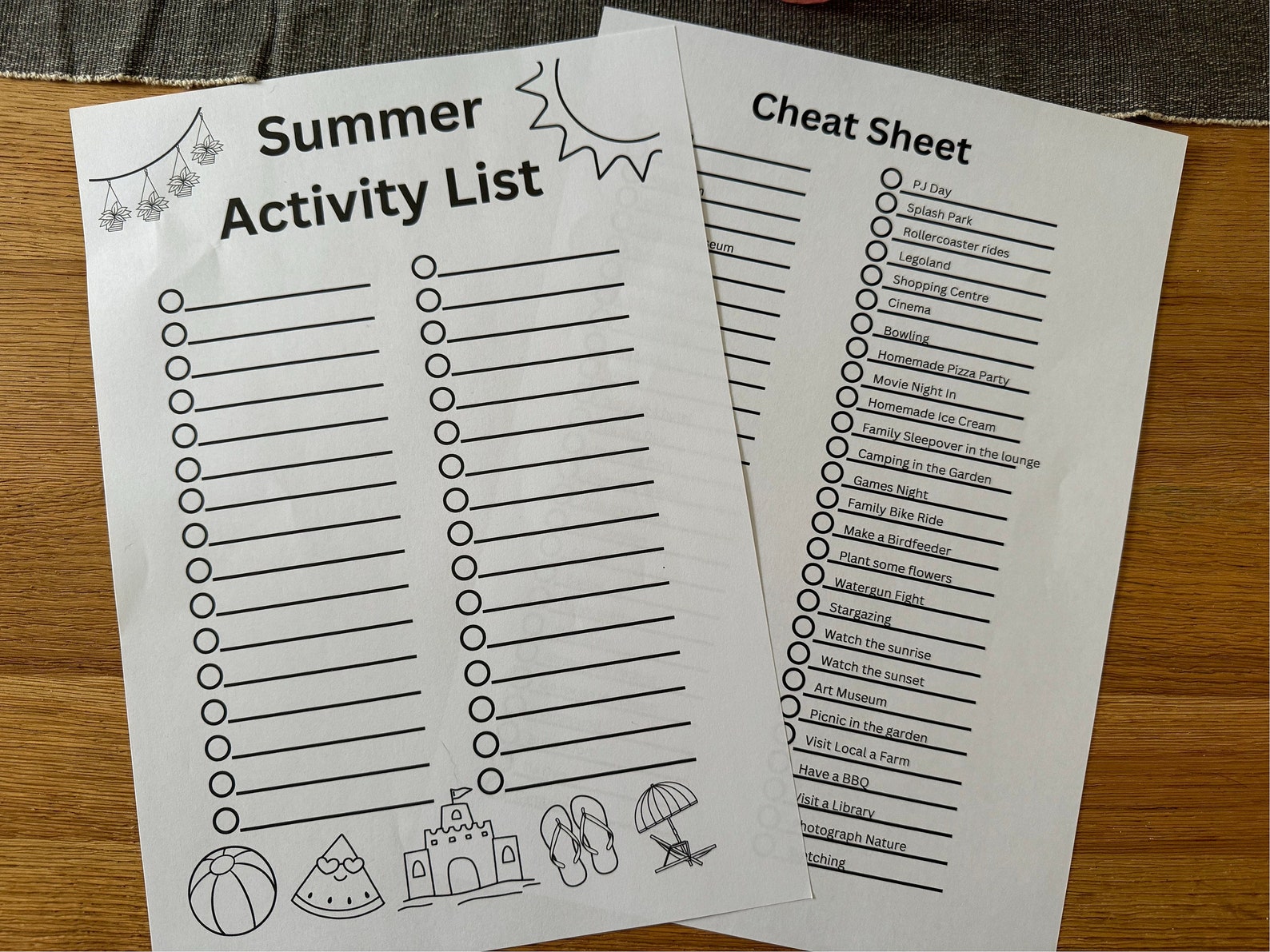 Printable Summer Activity List With Individual Wish Lists and a Free ...