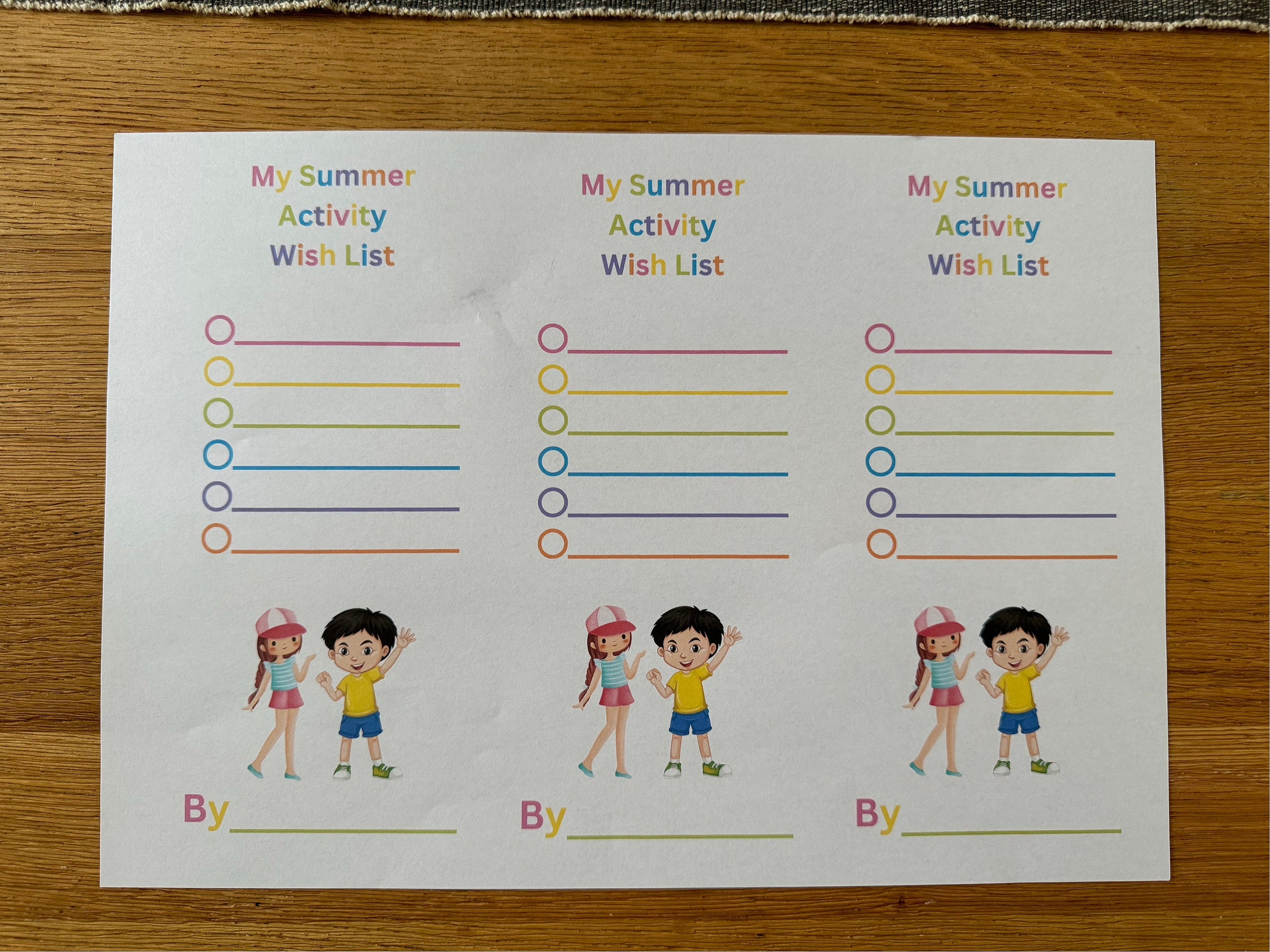 Printable Summer Activity List With Individual Wish Lists and a Free ...