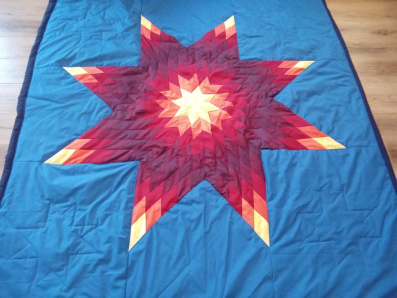 Authentic Native American Star Quilt Blue - Etsy